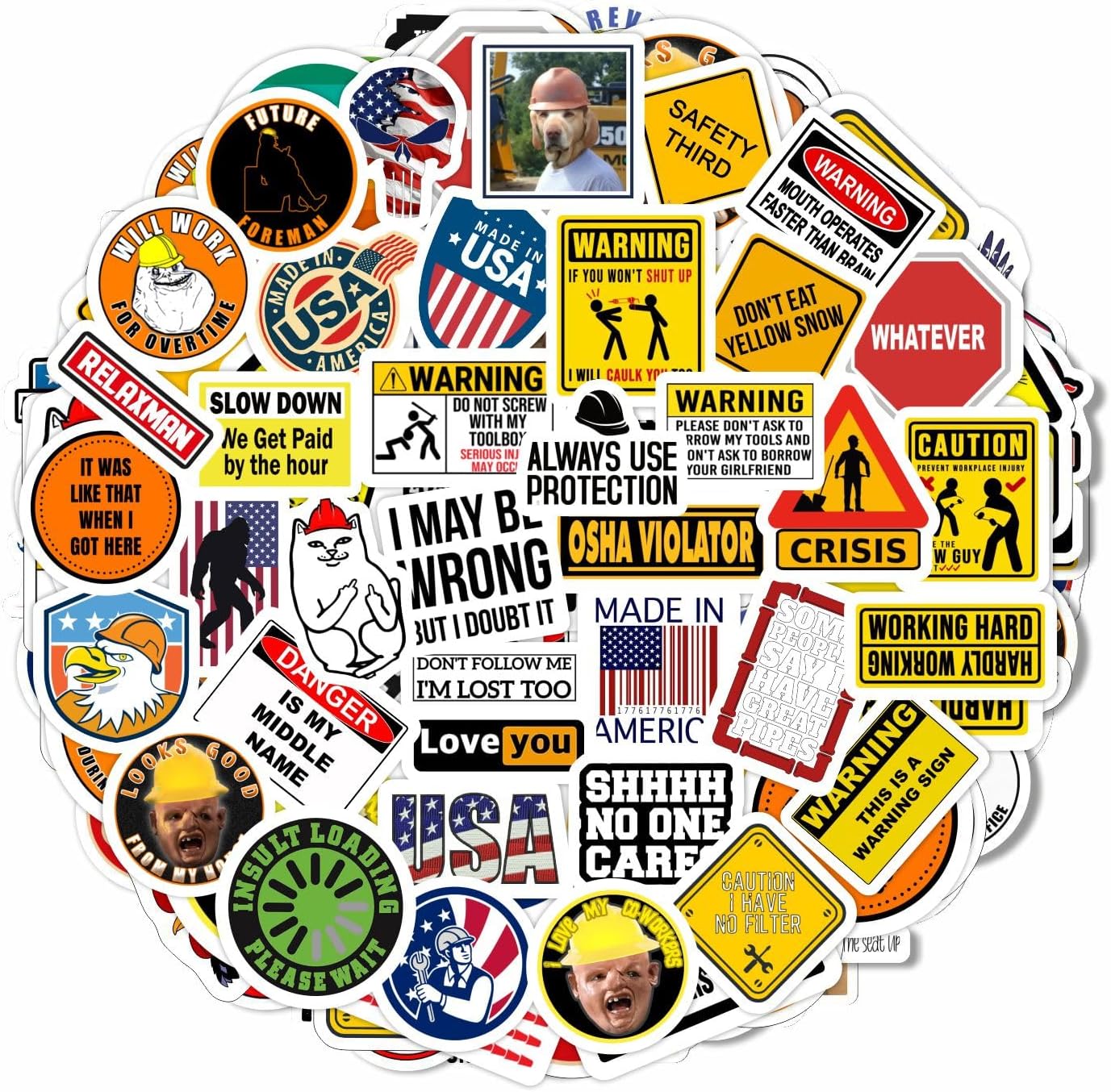 Amazon.com: 98pcs Funny Hard Hat Stickers for Adult Helmet,Cool ...