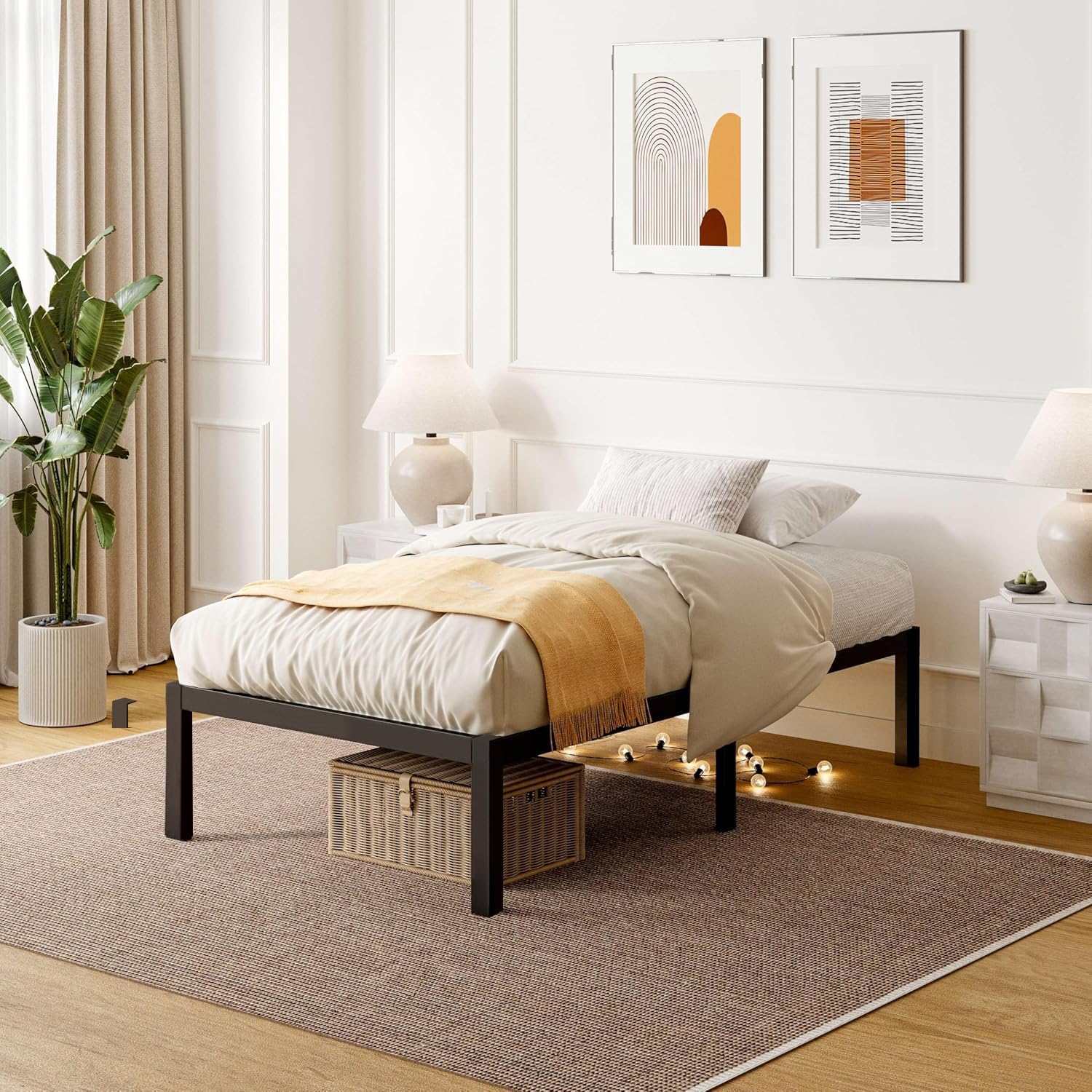 Metal Bed Frame-Simple and Atmospheric Metal Platform Bed Frame ...