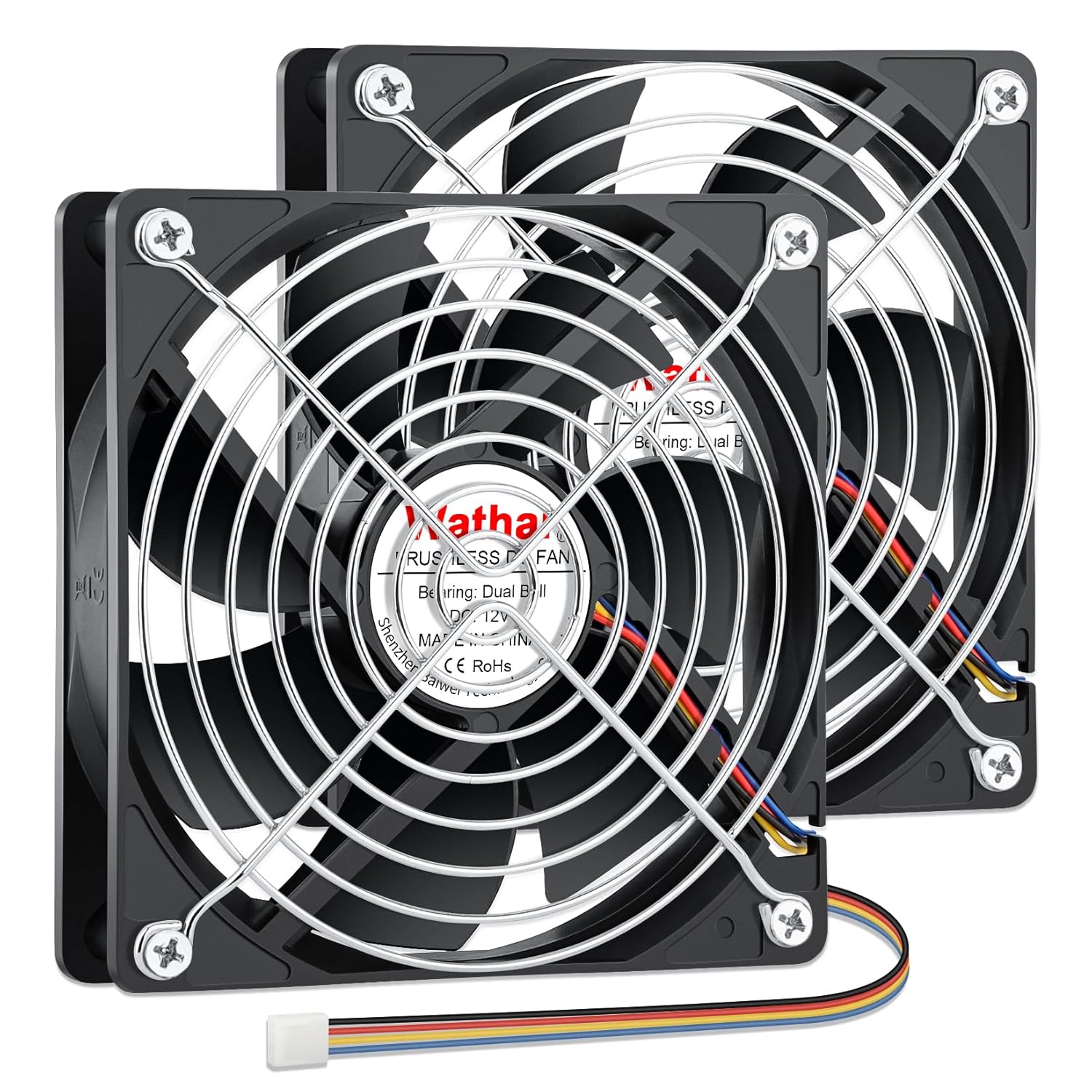 Amazon.com: Wathai 120mm x 25mm 4Pin 12V Computer Case Fan DC Brushless ...