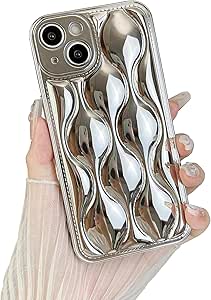 Amazon.com: FABSPARK Case for iPhone 13,3D Water Ripple Pattern Chrome Plating Electroplate Non ...