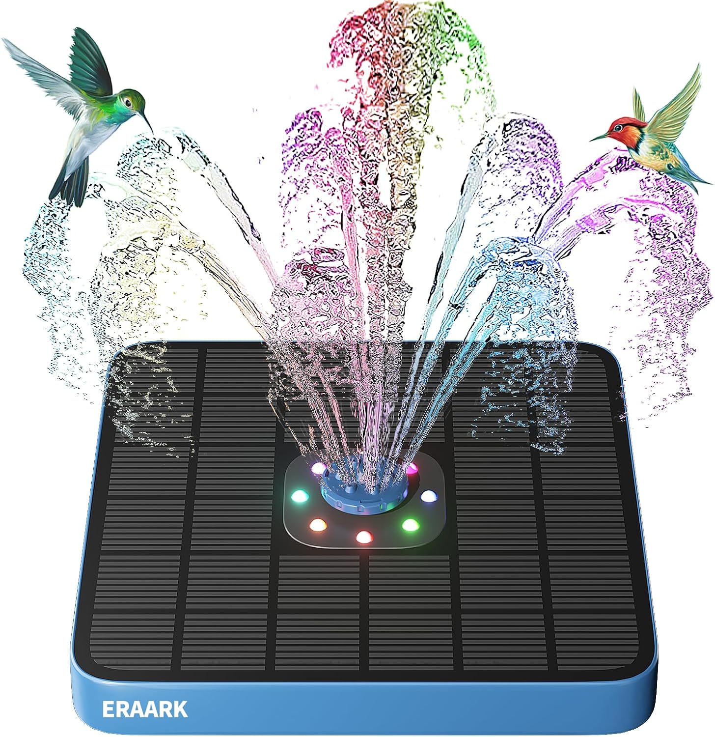 Amazon.com : ERAARK 4W Solar Bird Bath Fountain Pump Color LED Lights ...