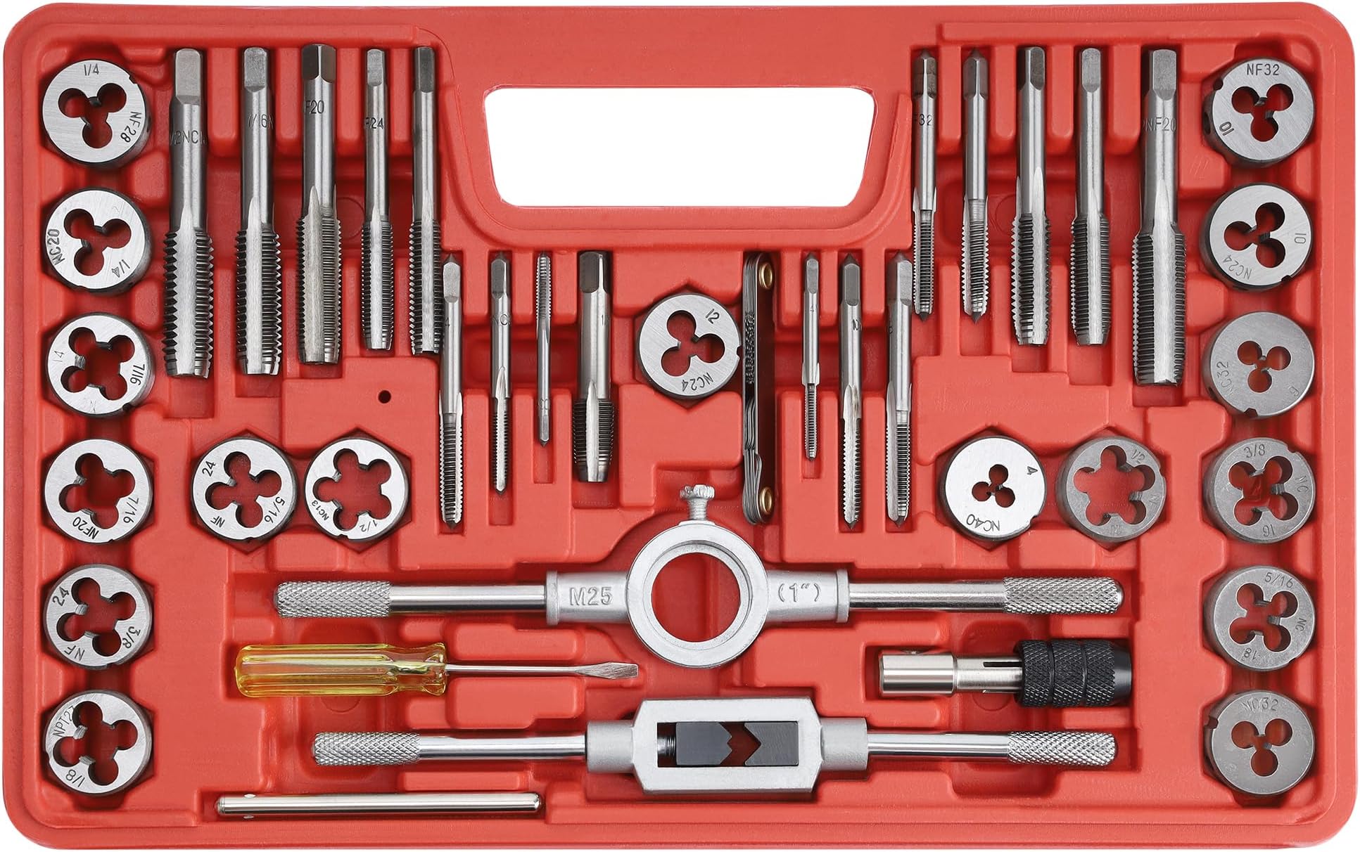 OriGlam 20pcs Alloy Steel SAE, Tap and Die Set, Metric Standard Tap and ...