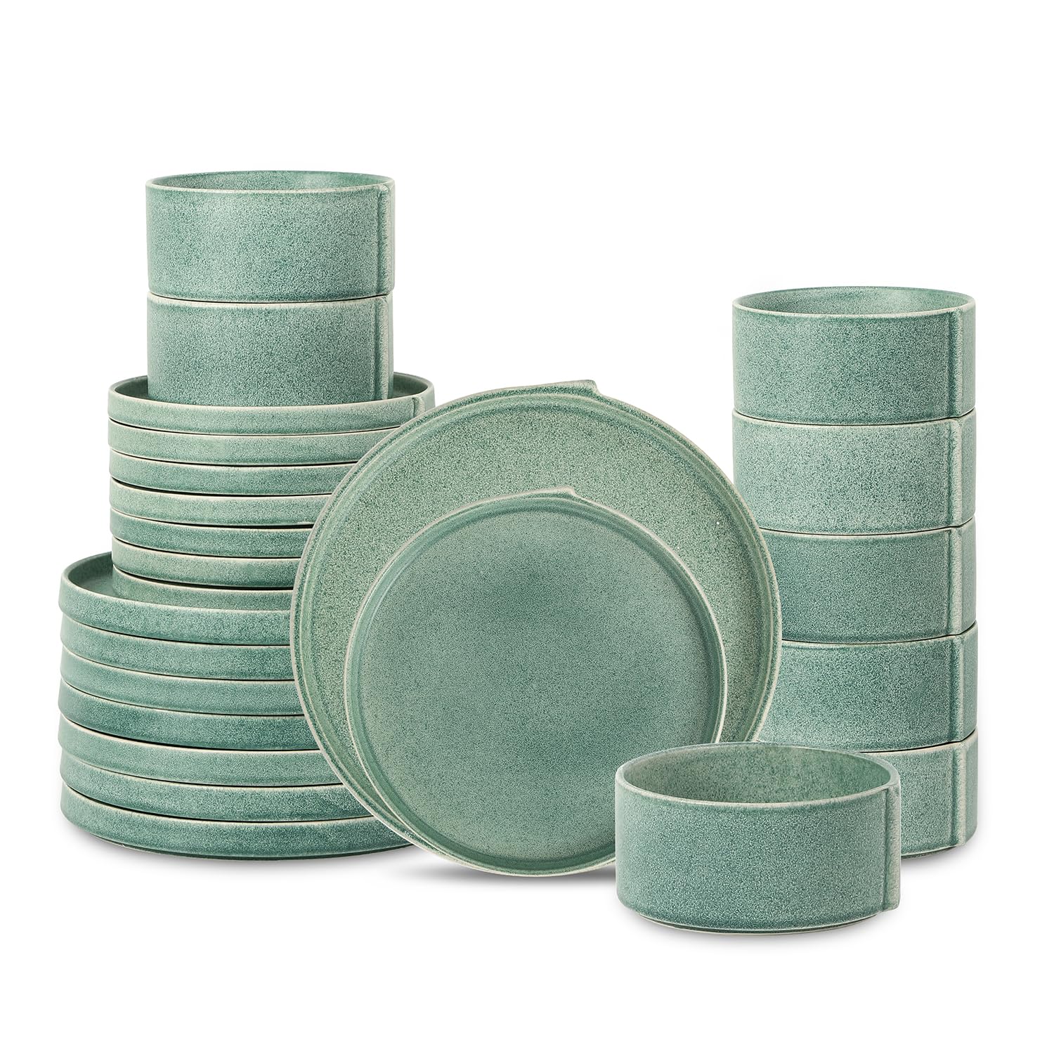 Amazon.com | Stone Lain Bao 24-Piece Dinnerware Set Stoneware, Green ...