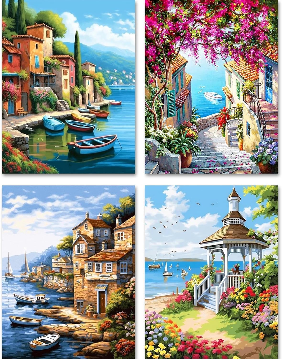 YALKIN 4 Stück Malen Nach Zahlen Erwachsene, Paint by Numbers Malen Nach Zahlen, DIY Landschaft ...