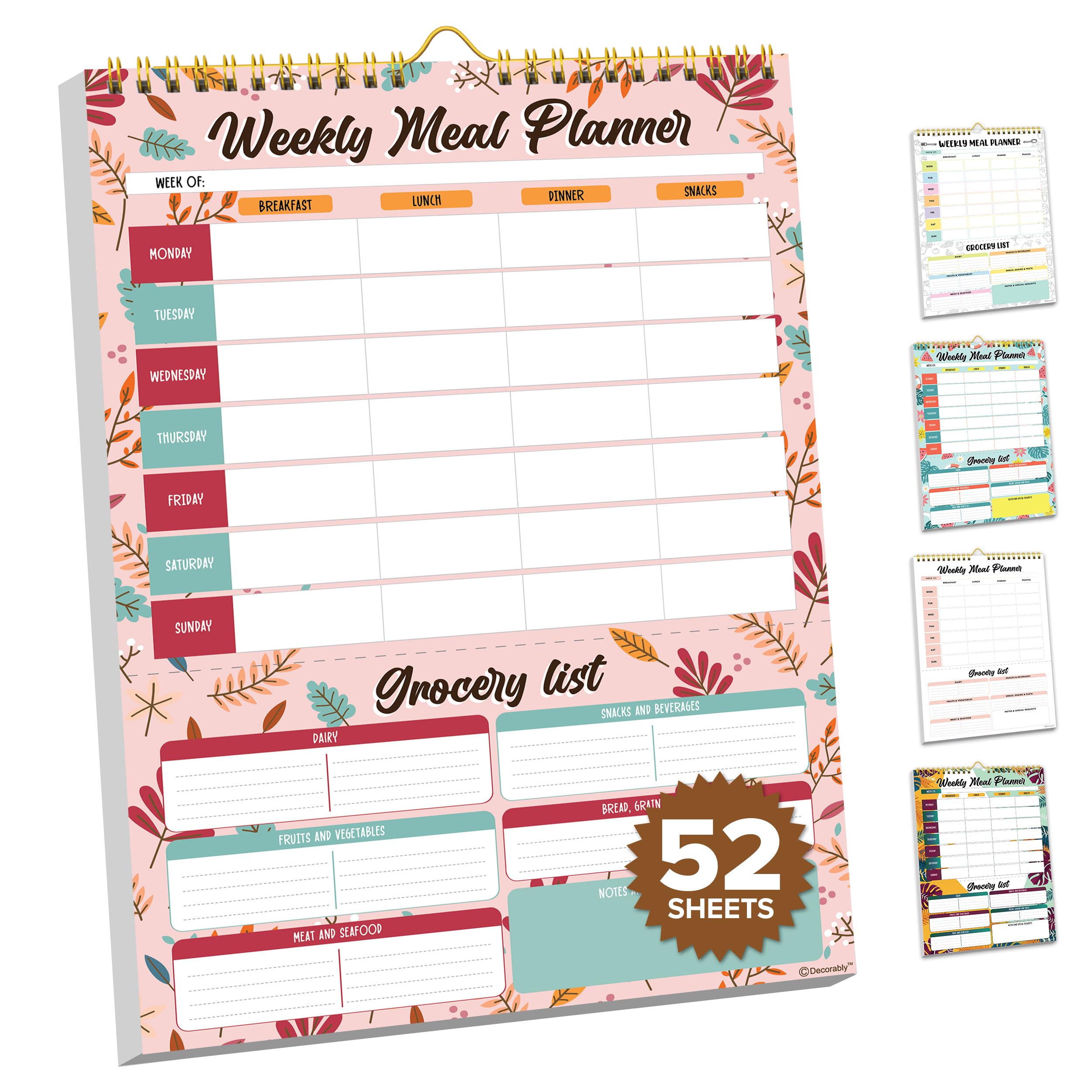 Amazon.com : Decorably Meal Planner Pad with Grocery List Minimalist ...