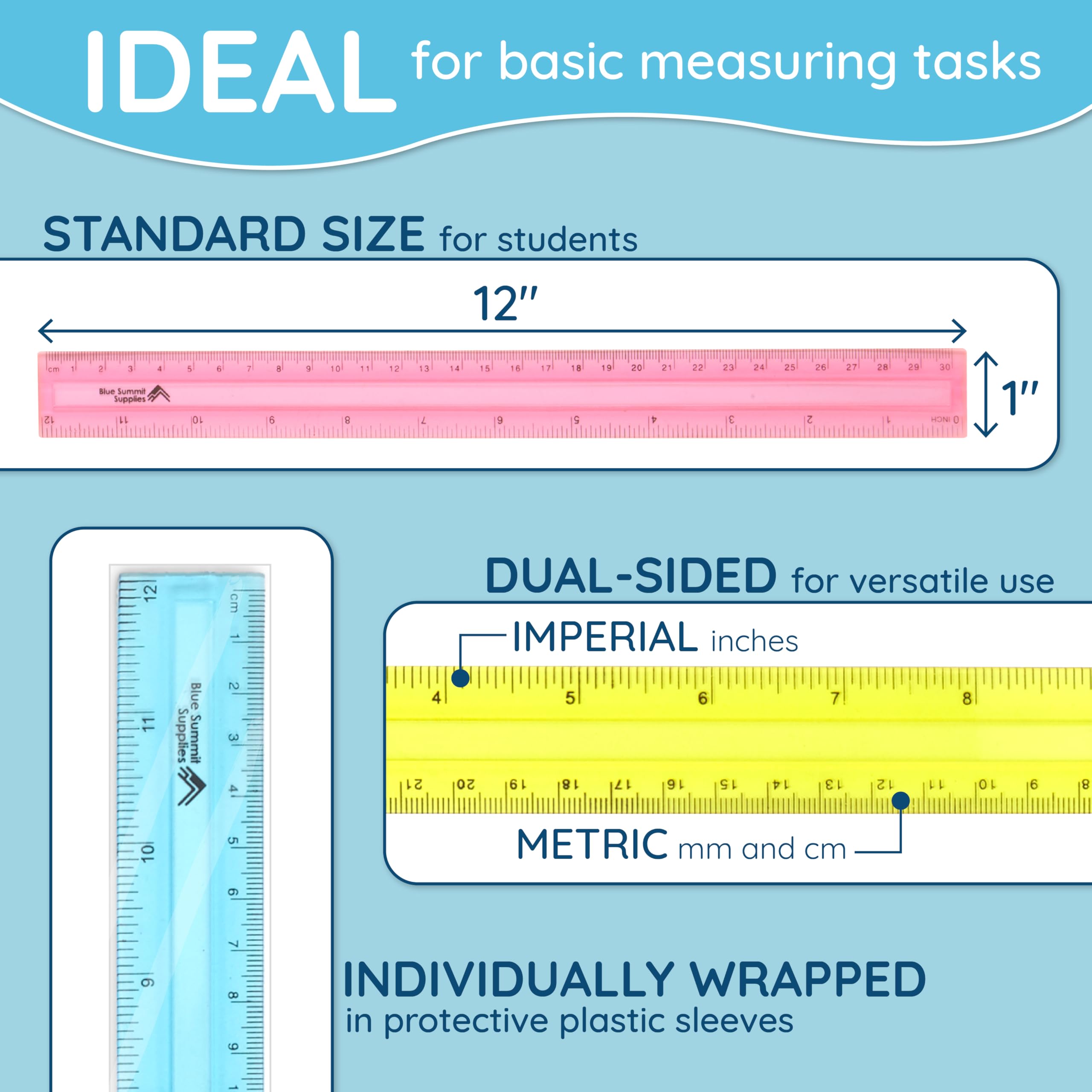 Snapklik.com : 30 Plastic Rulers Bulk For Classroom, Bulk Ruler 12 Inch ...
