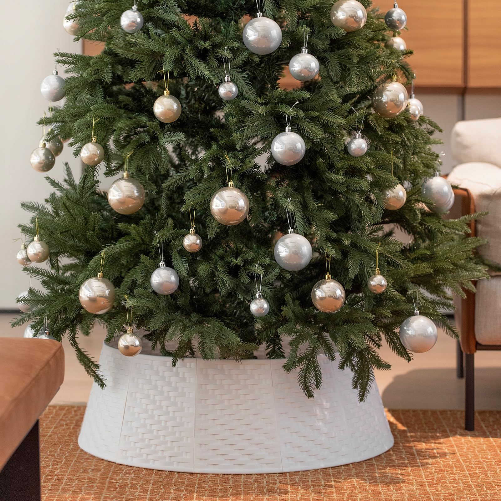 Amazon.com: White Christmas Tree Collar 28 inch Round Christmas Tree ...