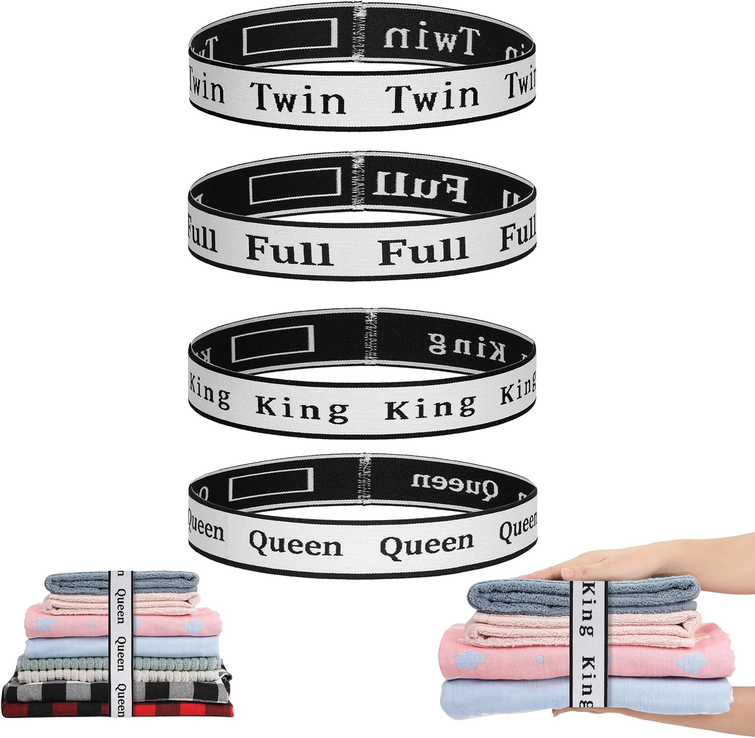 Amazon.com: 4Pcs Bed Sheet Organizer Bands Sheets Labels for Elastic ...