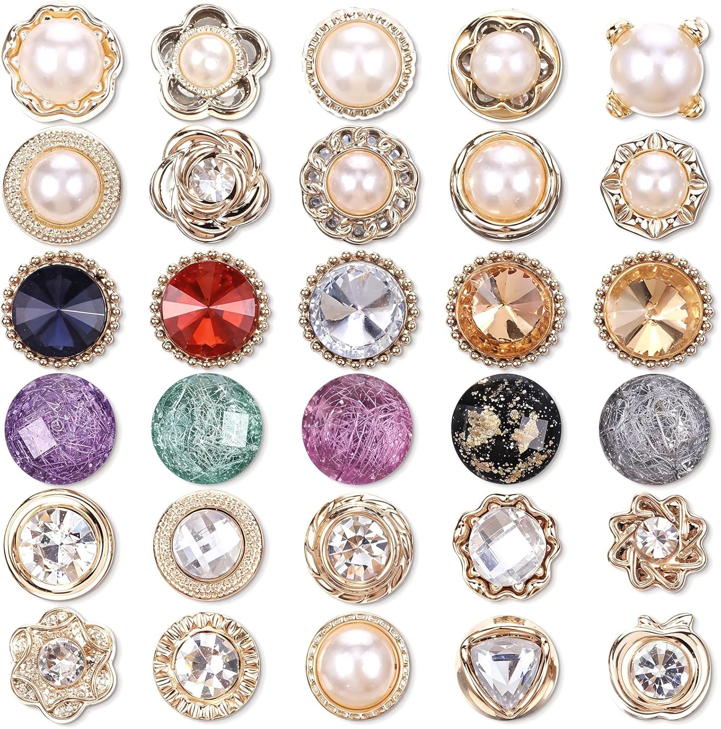 Amazon.com: 30 Pcs No Sew Invisible Buttons Pearl Brooch Button Women ...