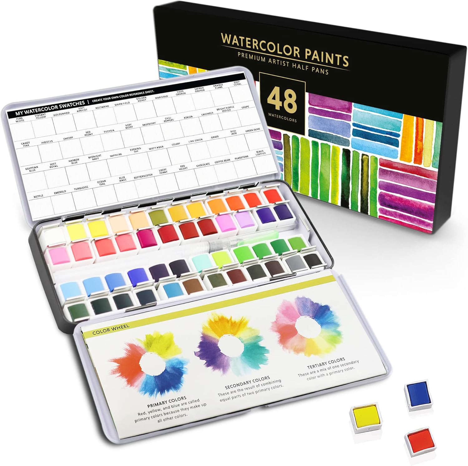 Amazon.com: DOODLE HOG 48 Premium Watercolor Half Pan Set in Metal ...