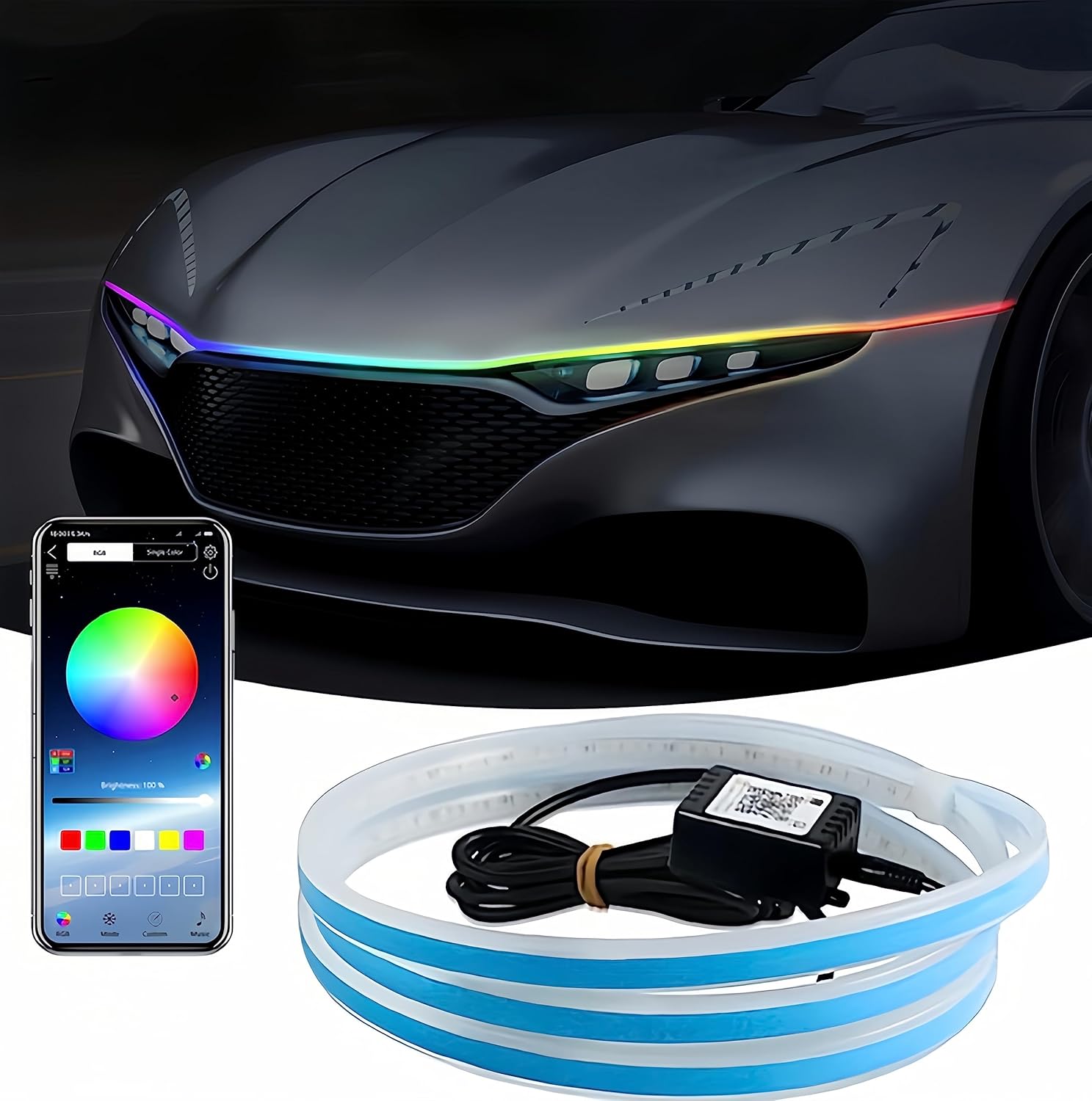 Amazon.com: Car led Hood Lights,Multicolor 120modes (59/70 Inch) 12V ...