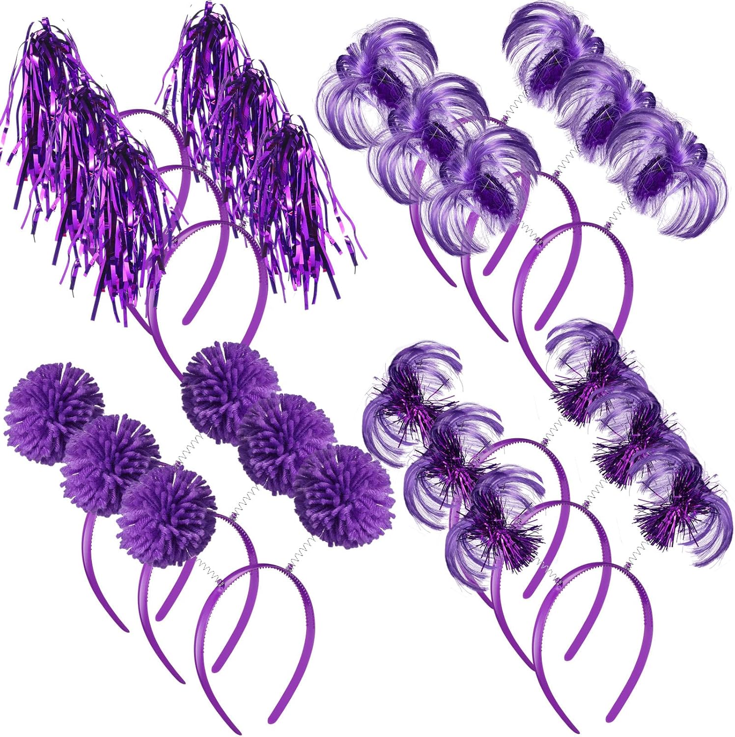 Amazon.com: Censen 12 Pcs Christmas Pom Pom Headbands Spirit Party ...