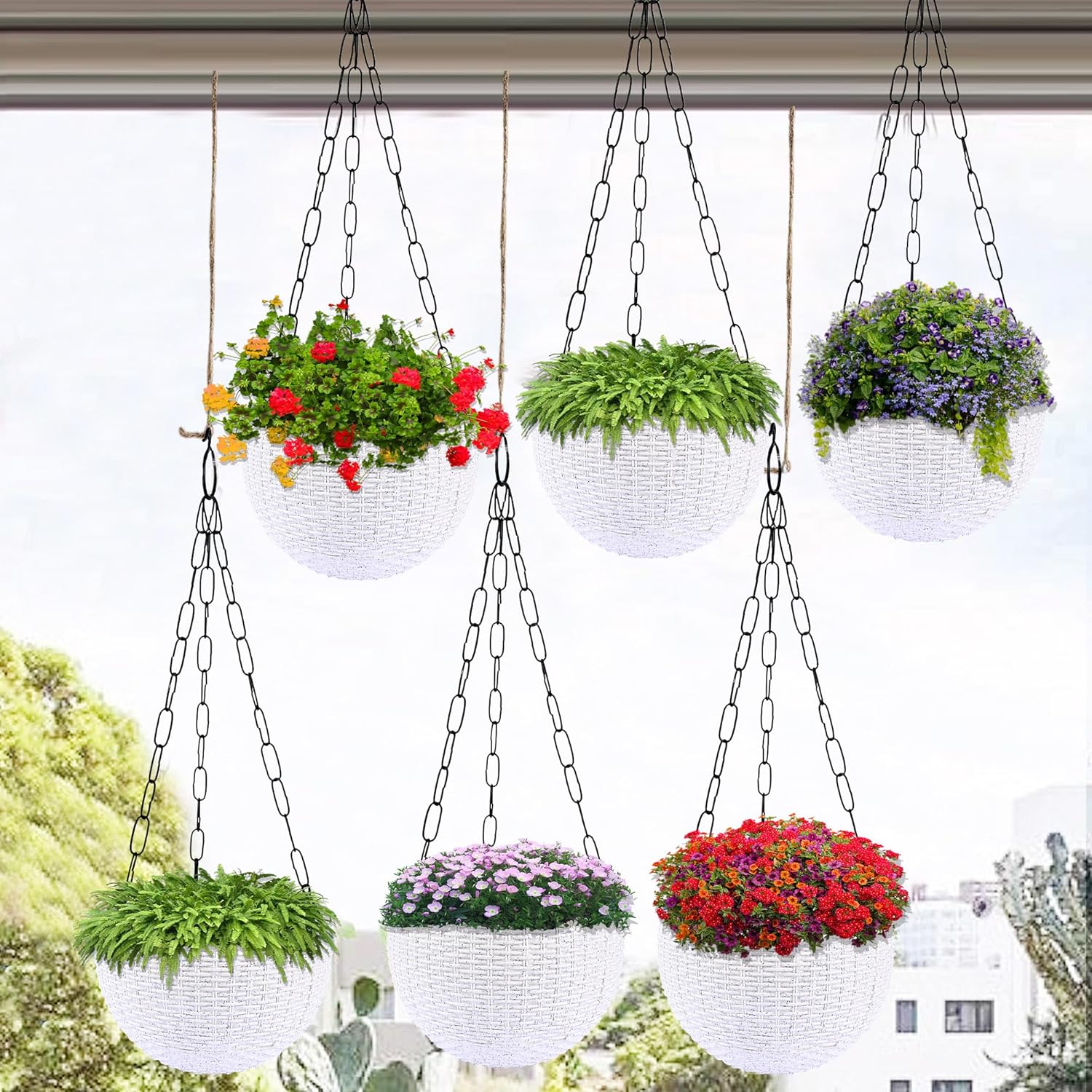 Kuber Industries Pack of 6 Hanging Flower Pot | Hanging Flower Pot for ...