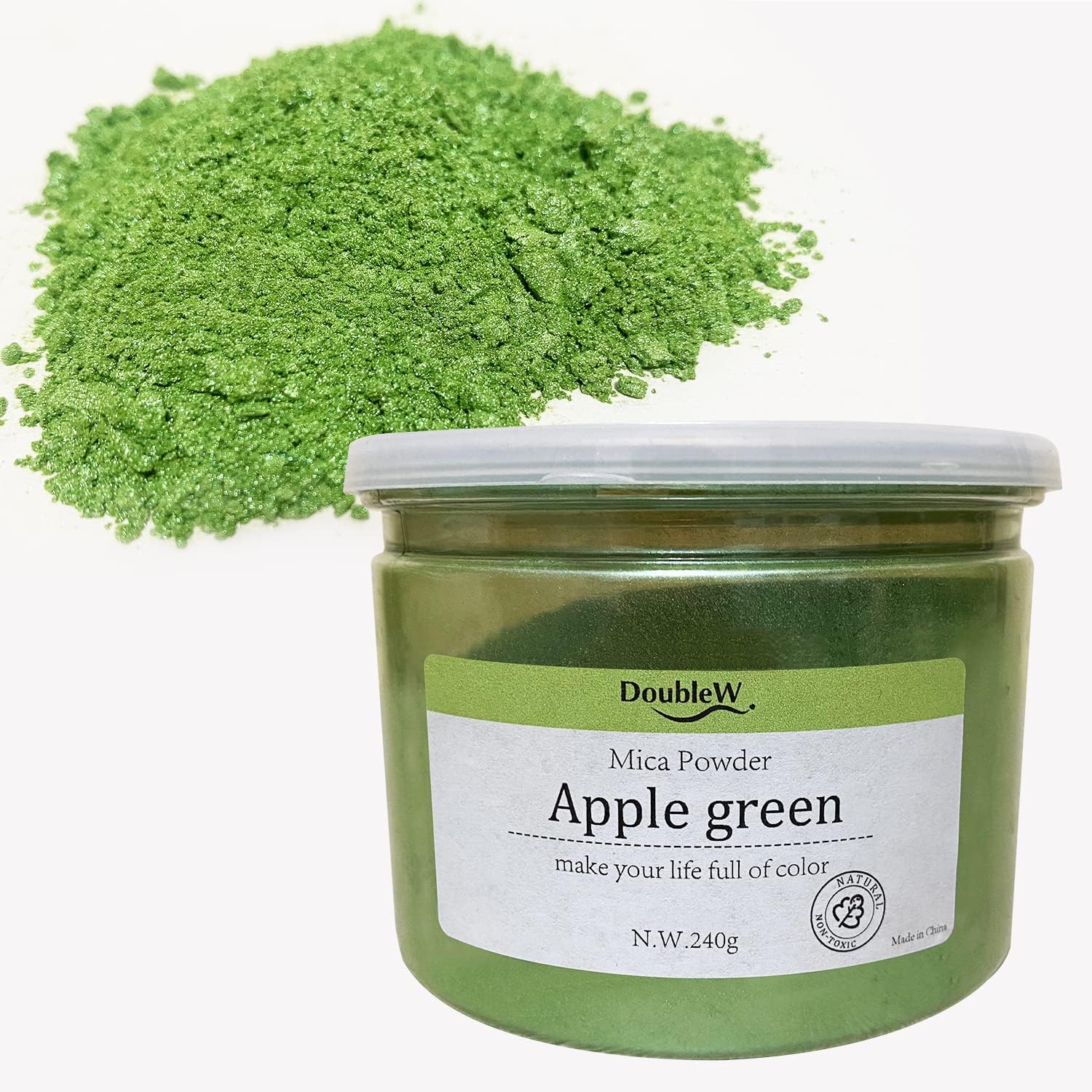 Amazon.com: DoubleW Apple Green Mica Powder, Large Bottle 8.5 Ounces ...