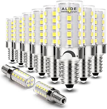 ALIDE Dimmable 5000k Daylight White LED Bulbs, Replace 40W E12 Halogen ...