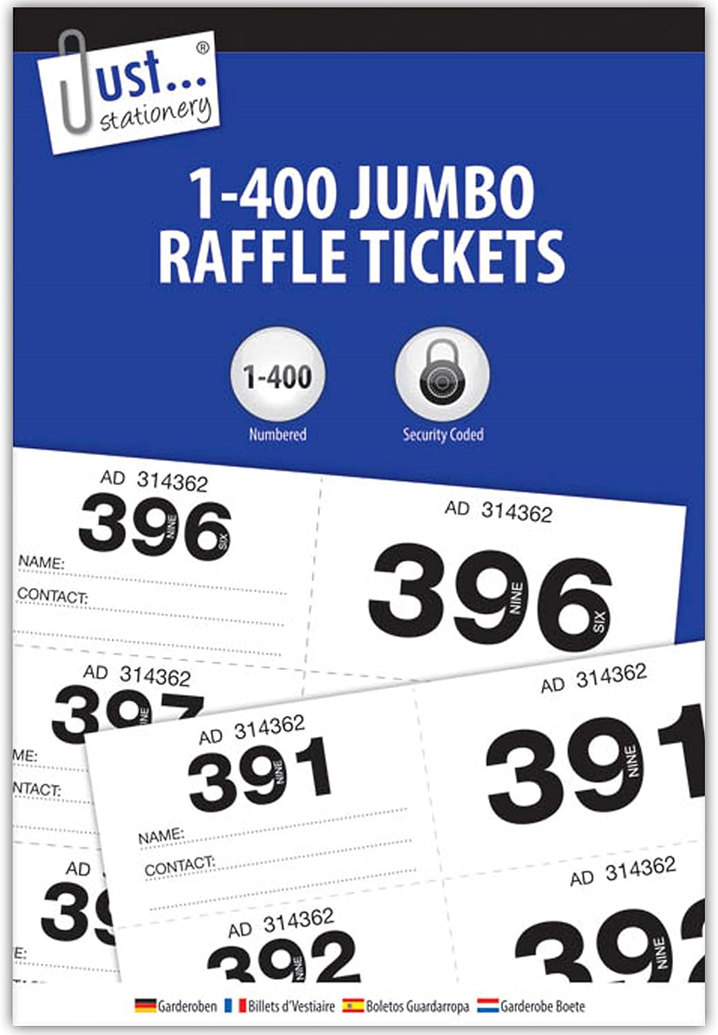Jumbo 1-400 Raffle Ticket Book - Security Coded Tombola/Fundraiser Easy ...