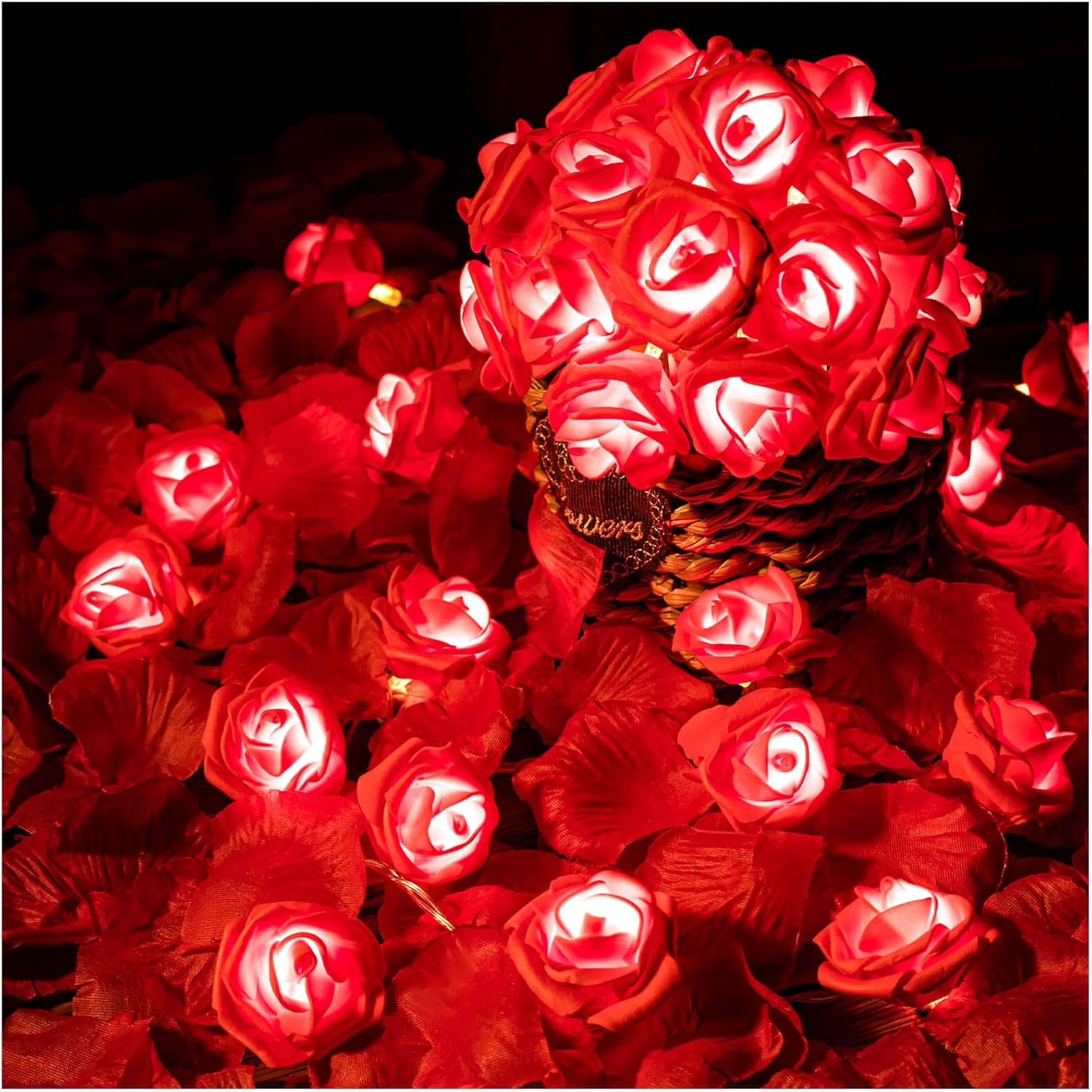 Amazon.com: ZHBDMGK Rose Flower String Lights, 20 LED, 10Ft, Indoor ...