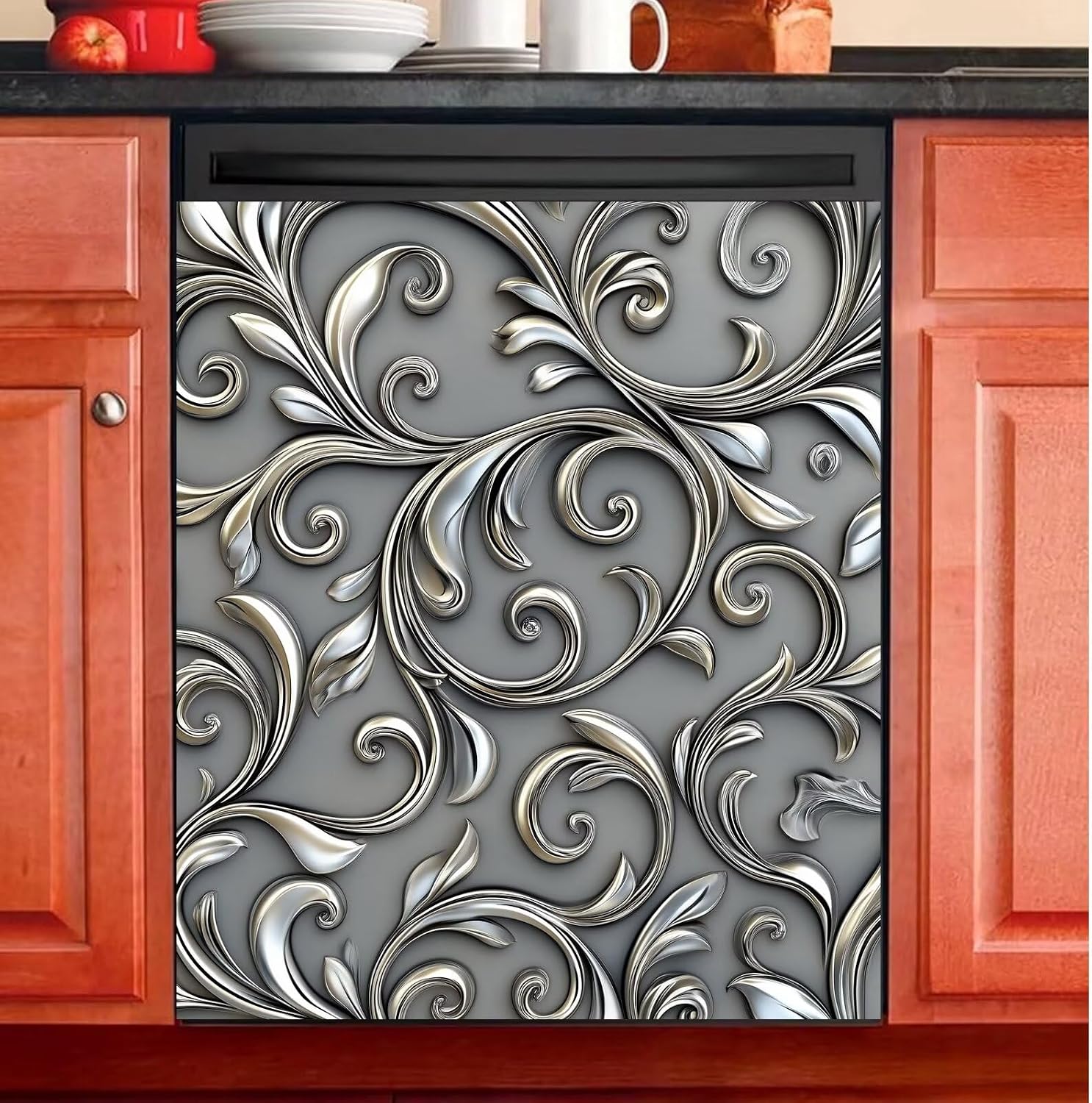 Amazon.com: Generic Dishwasher Magnet Cover,Stainless Steel Vine Leaves ...