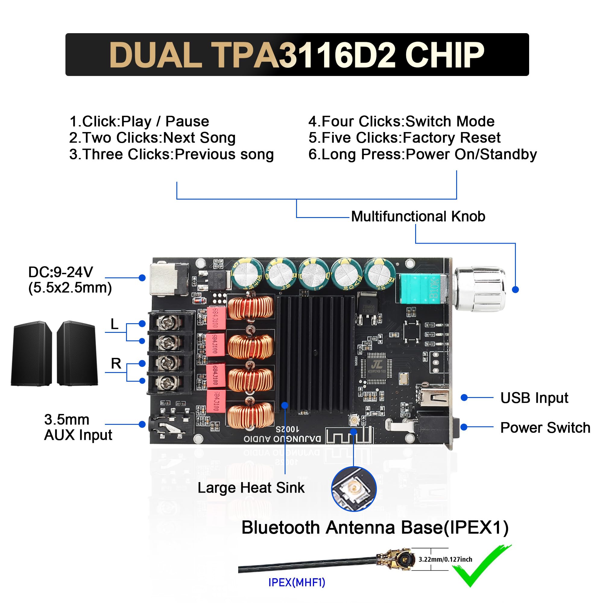 Snapklik.com : 1002S 2.0 Bluetooth Amplifier Board