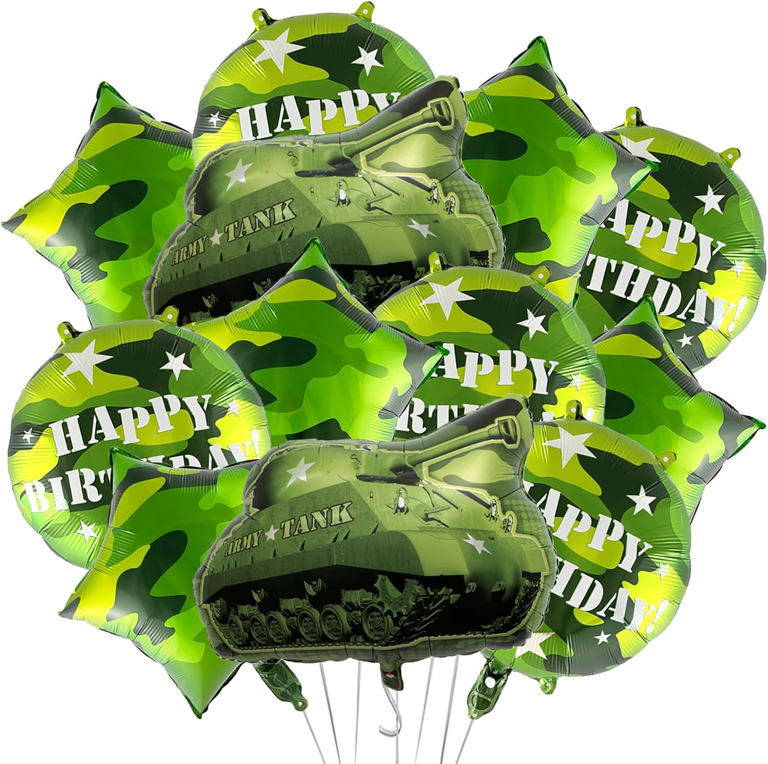 Amazon.com: 10Pcs Army Tanks Camouflage Party Balloons Army Tank Foil ...