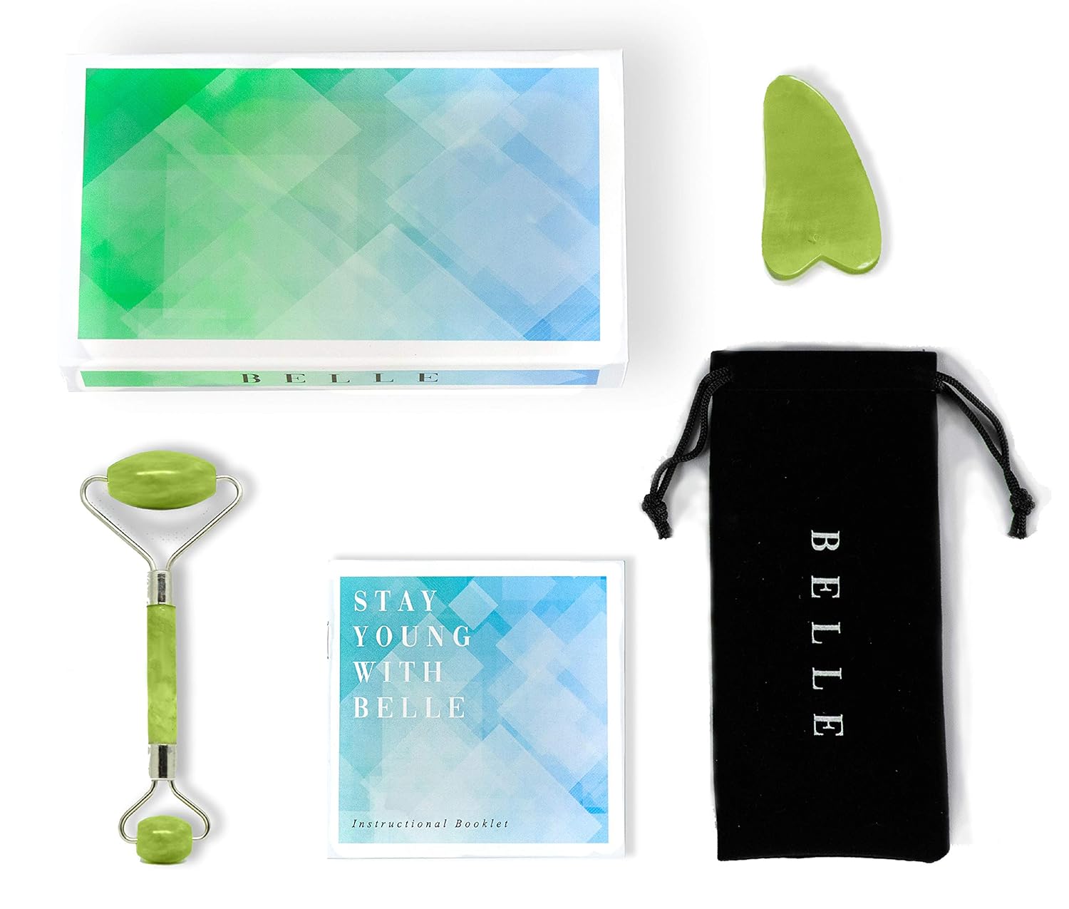 Amazon.com: Belle Jade Roller and Gua Sha Set - Includes Instructional ...