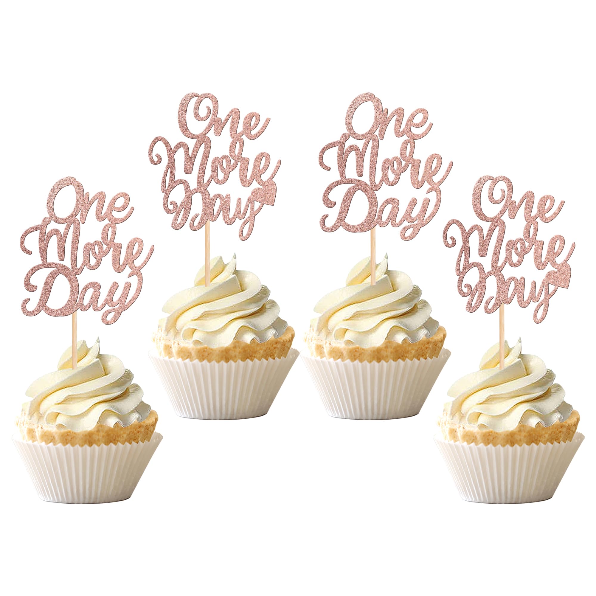 Amazon.com: 24 PCS One More Day Cupcake Toppers Glitter Wedding ...