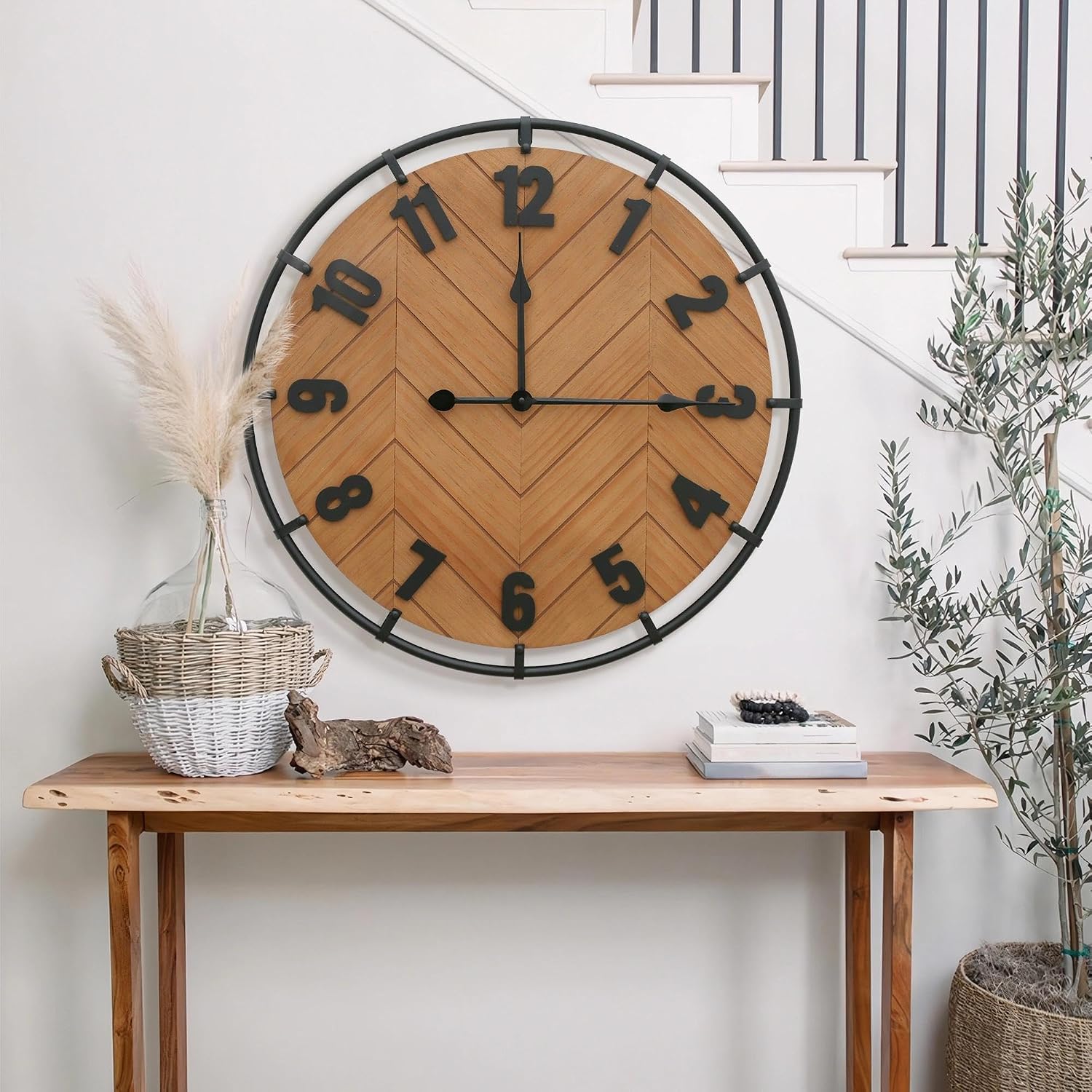 Amazon.com: Micasso Large Farmhouse Wall Clock: 27 Inch Rustic Antique ...