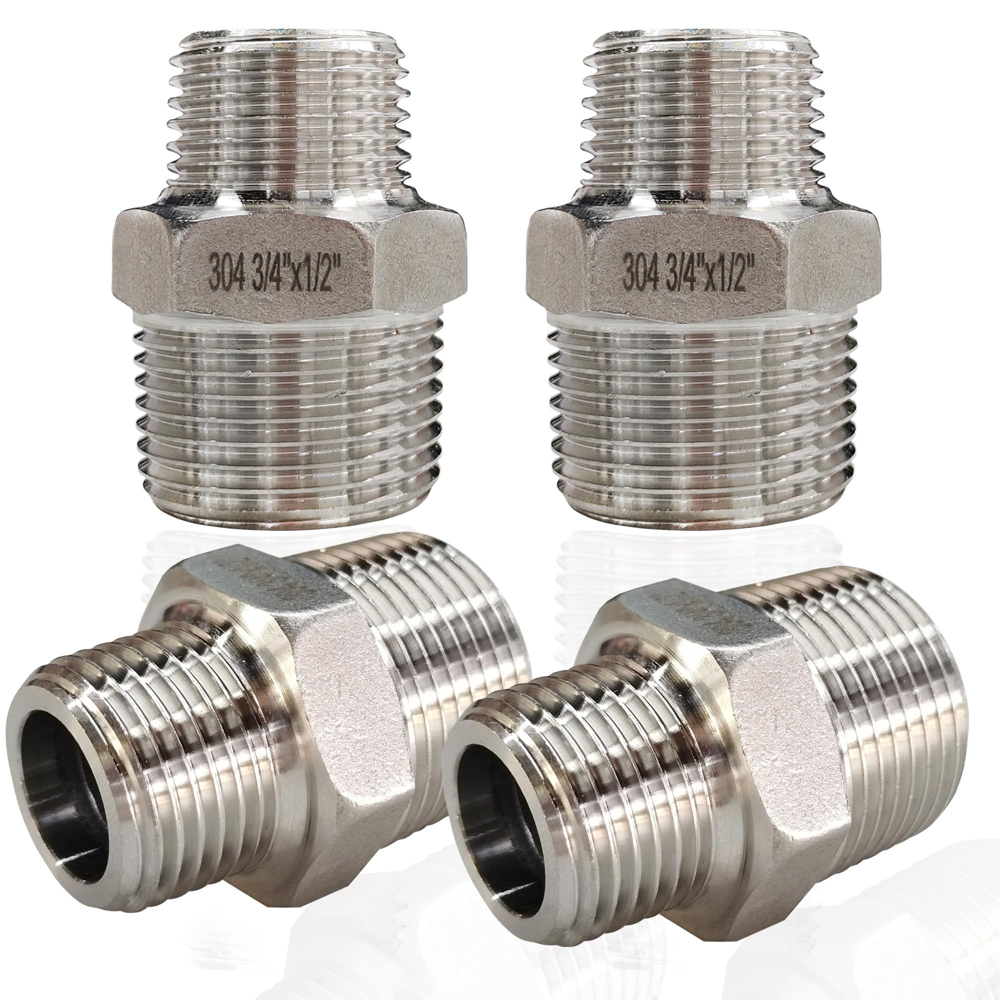 Amazon.com: ZOUNI 4pcs Reducing Hex Nipple, 304 Stainless Steel 3/4 ...