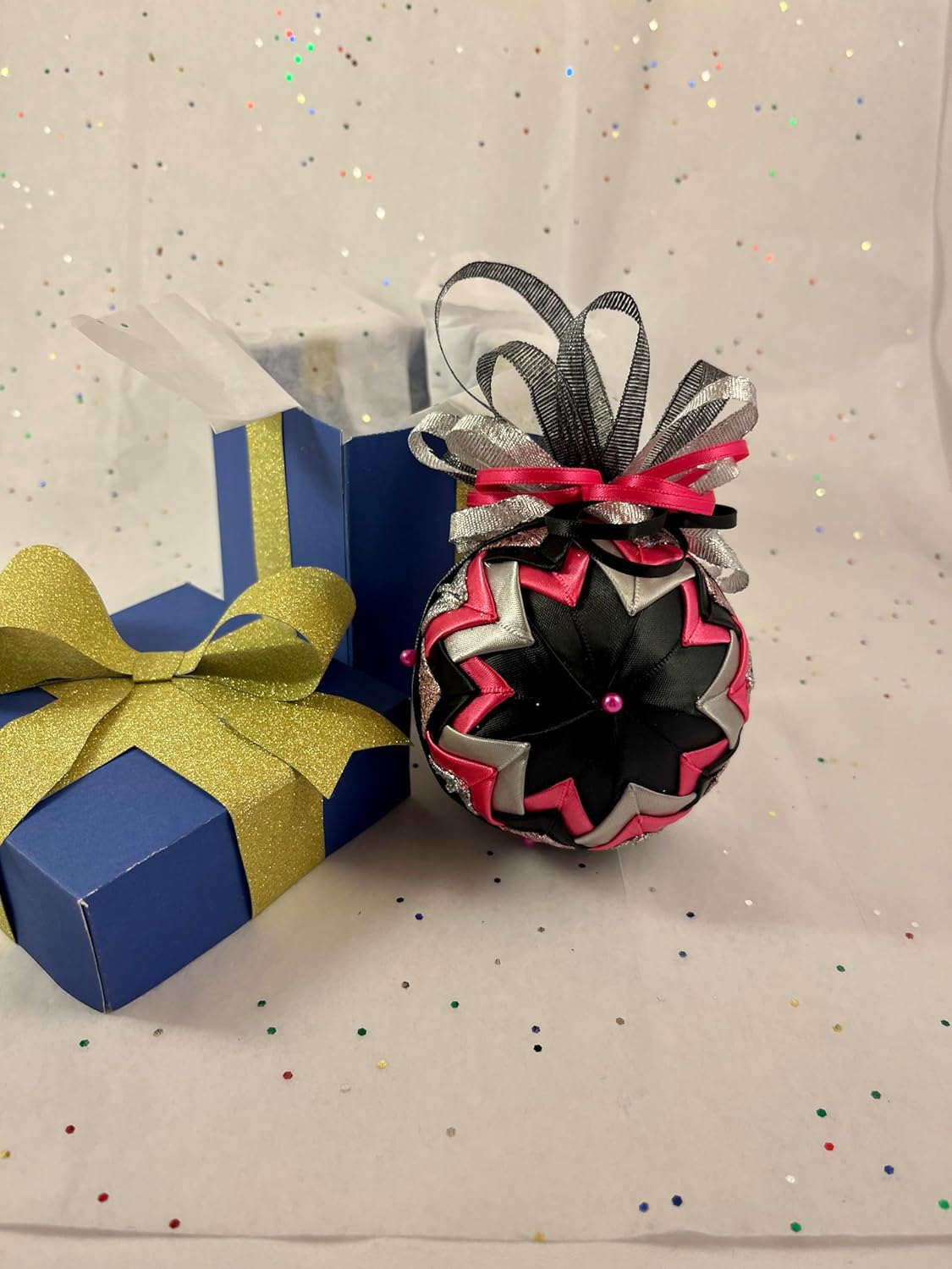 Amazon.com: Vintage Folded Ribbon Star Christmas Tree Ornament Ball ...