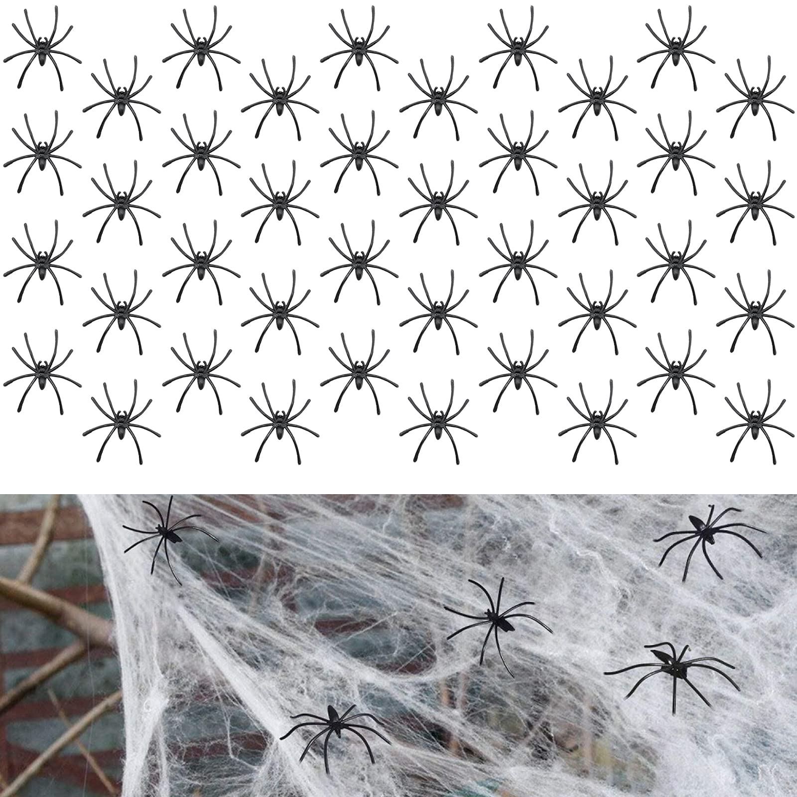Buy SPOKKI Fake Spider, 40 Pcs Black Realistic Spiders, Plastic Spiders ...