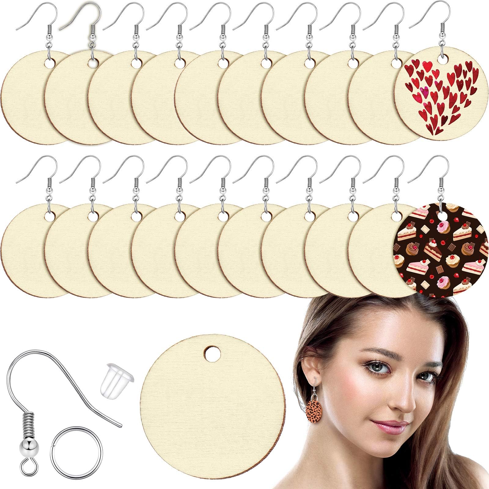Amazon.com: 296 Pieces Unfinished Wooden Dangle Earring Set 48 Blank ...