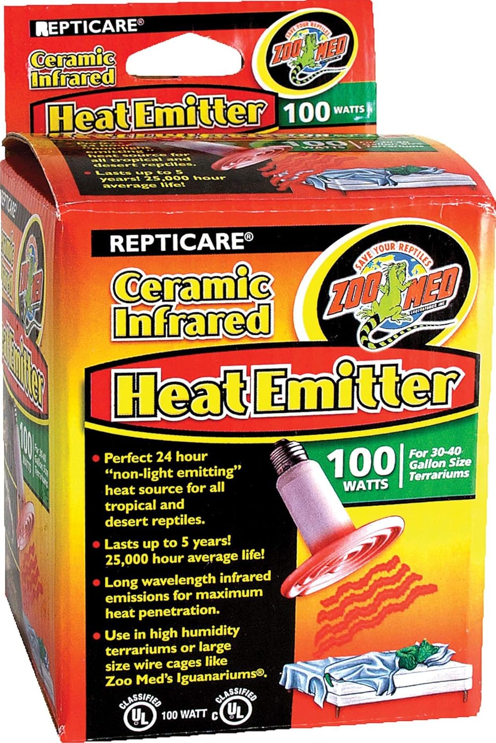 ZOO MED LABORATORIES INC Repticare Ceramic Infrared Heat Emitter 100 ...