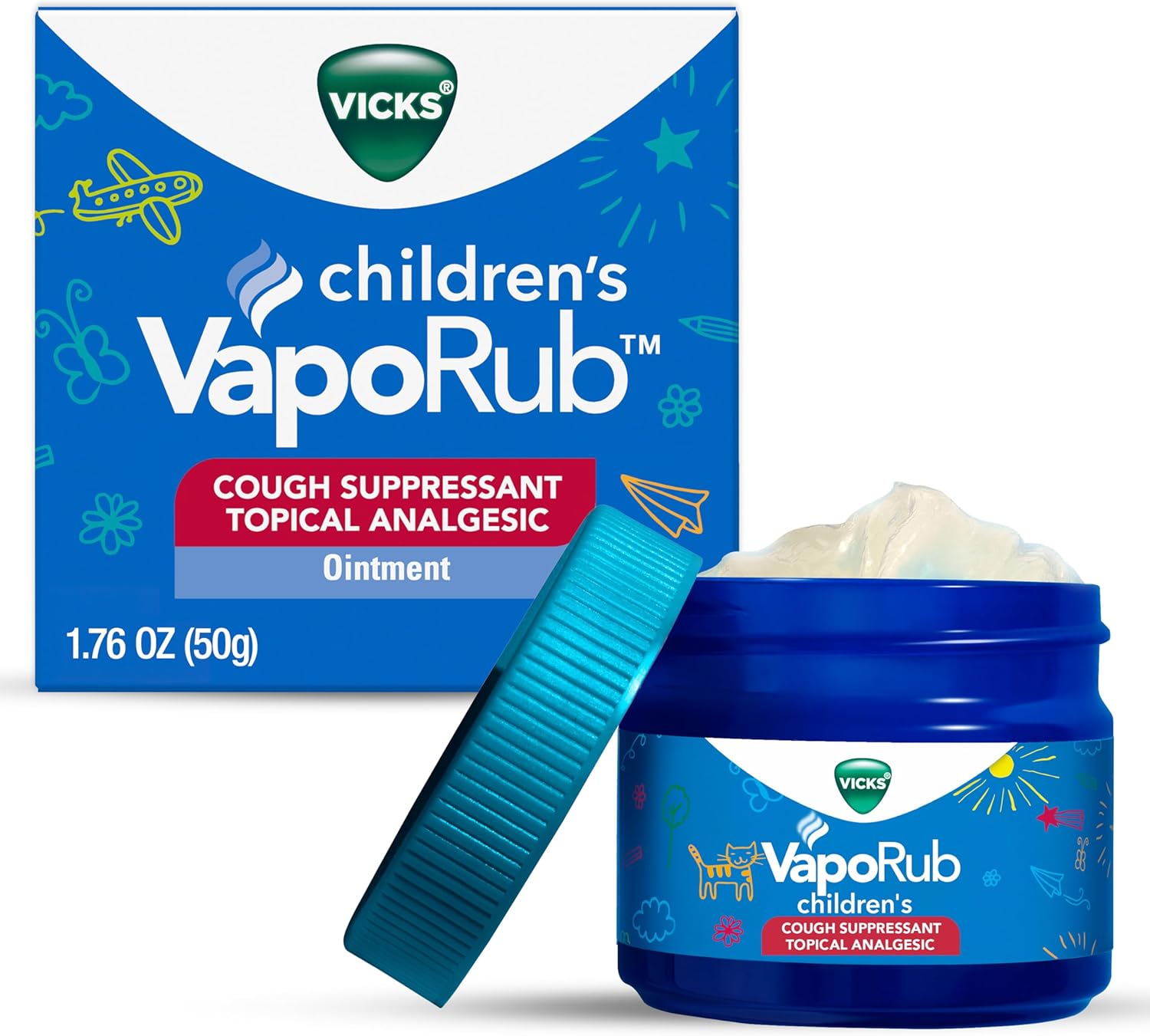 Vicks Children's VapoRub, Topical Cough Suppressant and Analgesic, Relieves Coughs and Minor ...