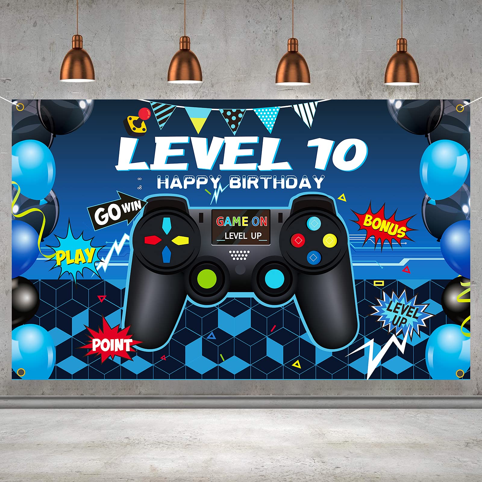 P G Collin Level 10 Unlocked Birthday Banner Backdrop Sign | Desertcart ...