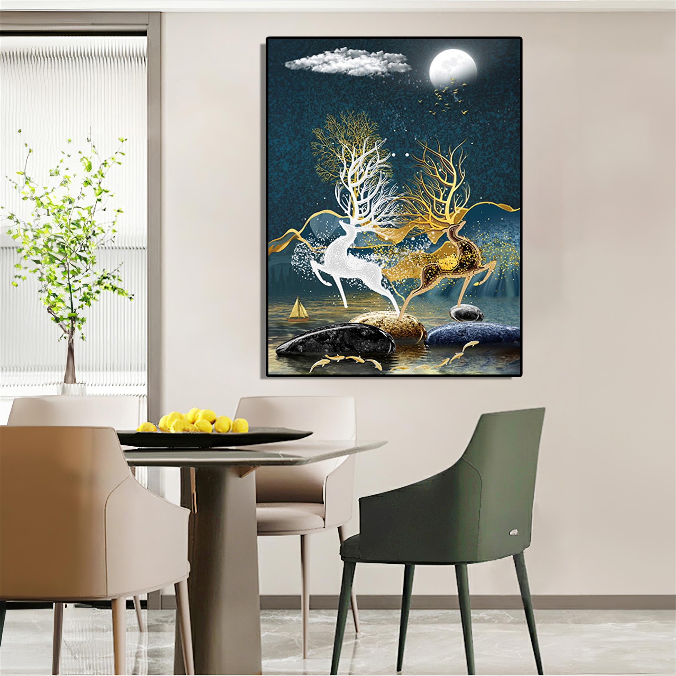 Pintura De Veado Moderna Preços Baixos Em Pinturas De Arte De Pesca