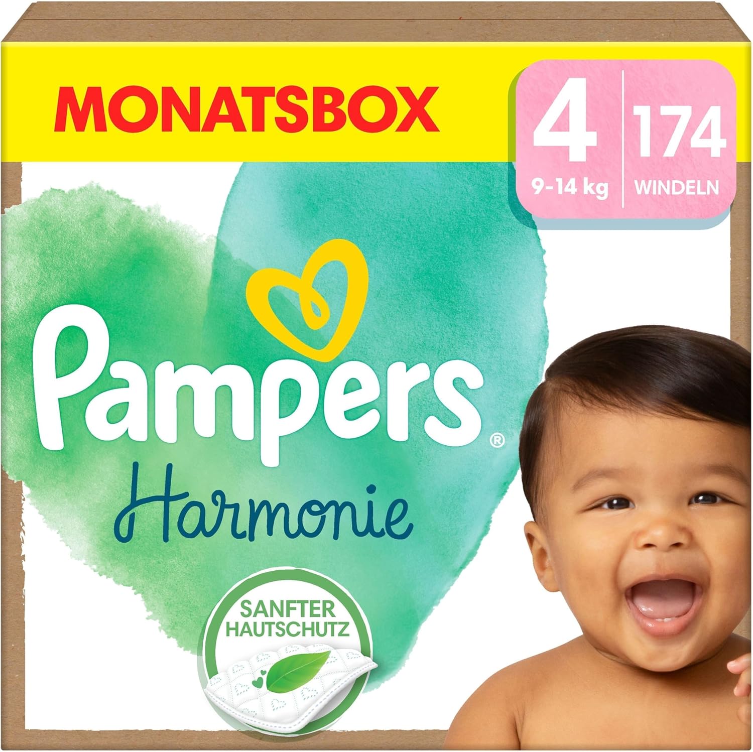 Pampers Baby Windeln Größe 4 (9-14 kg) Harmonie, MONATSBOX, Sanfter ...