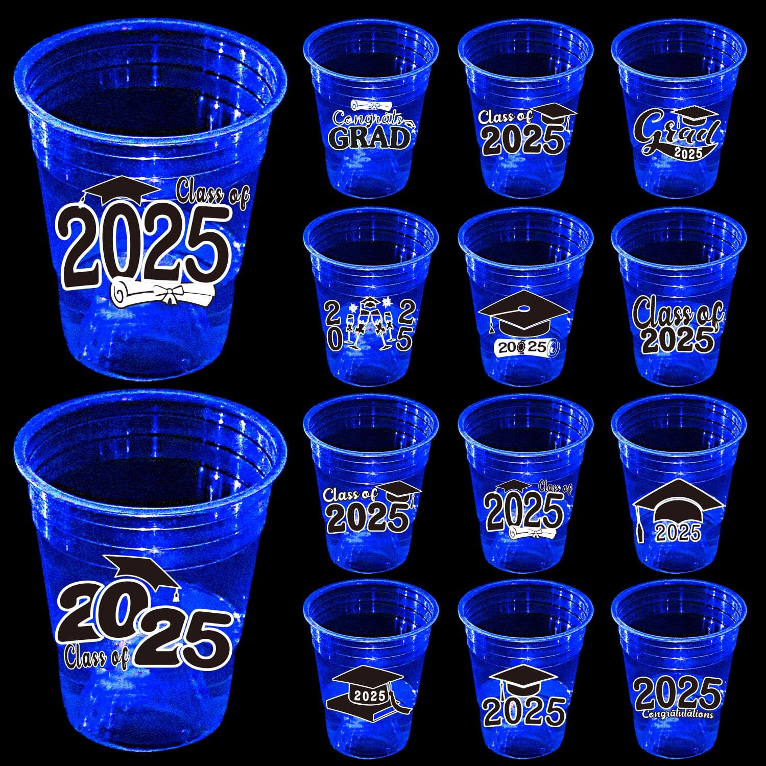 Amazon.com: 2025 Graduation Party Cups 24 Pack - Glow in The Dark 16oz ...