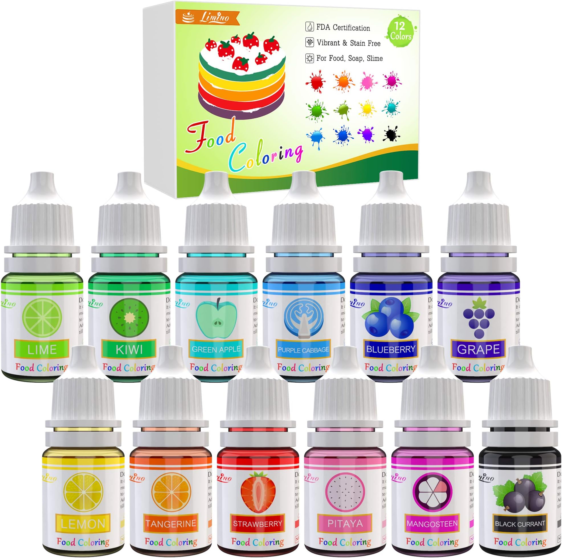 Amazon.com : Amazon Fresh, Assorted Food Coloring, 1.2 Fl Oz (Pack of 4 ...