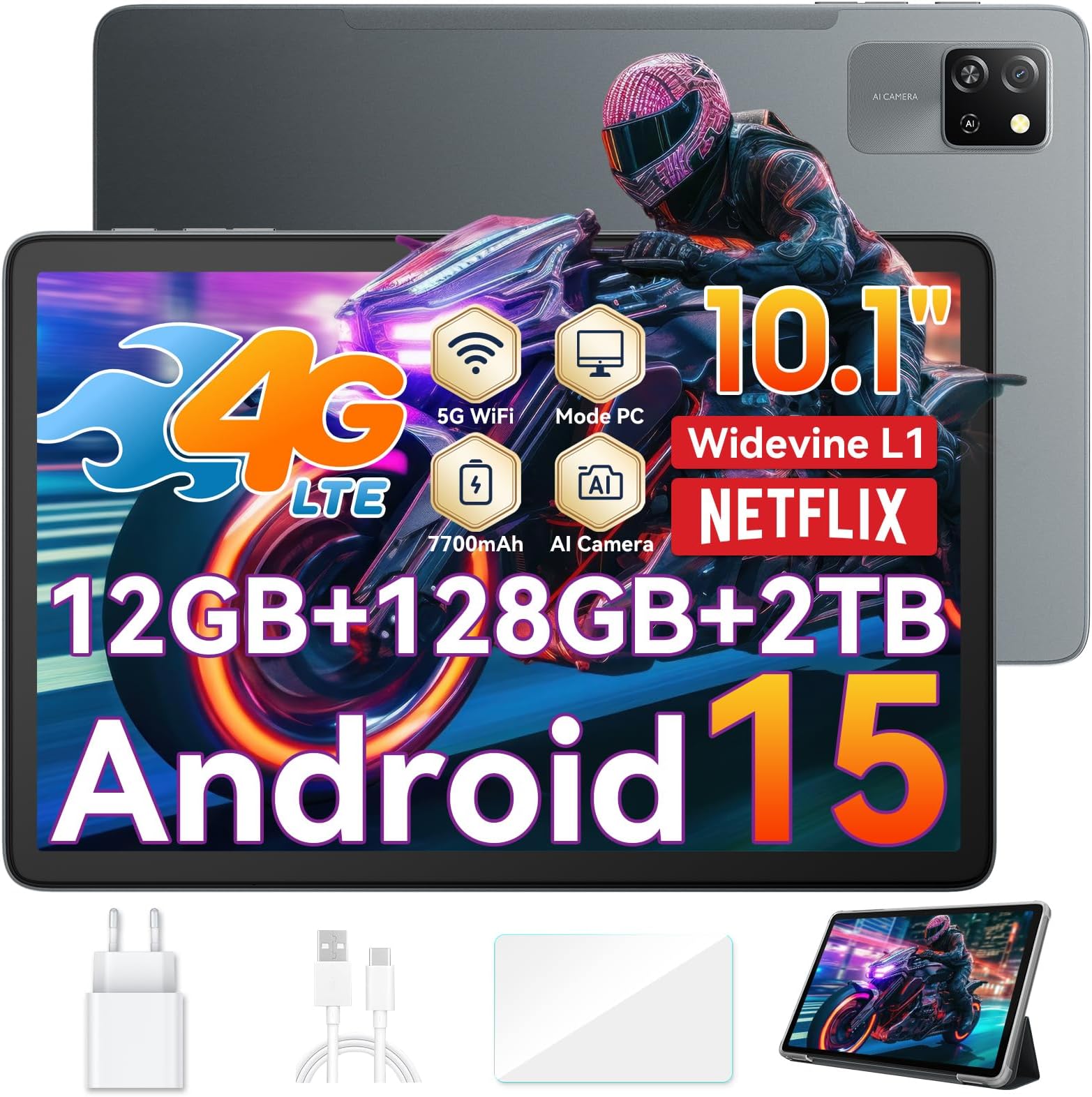 Tablette avec carte SIM,Tablette 10 Pouces,Android 14 Tablette et ...