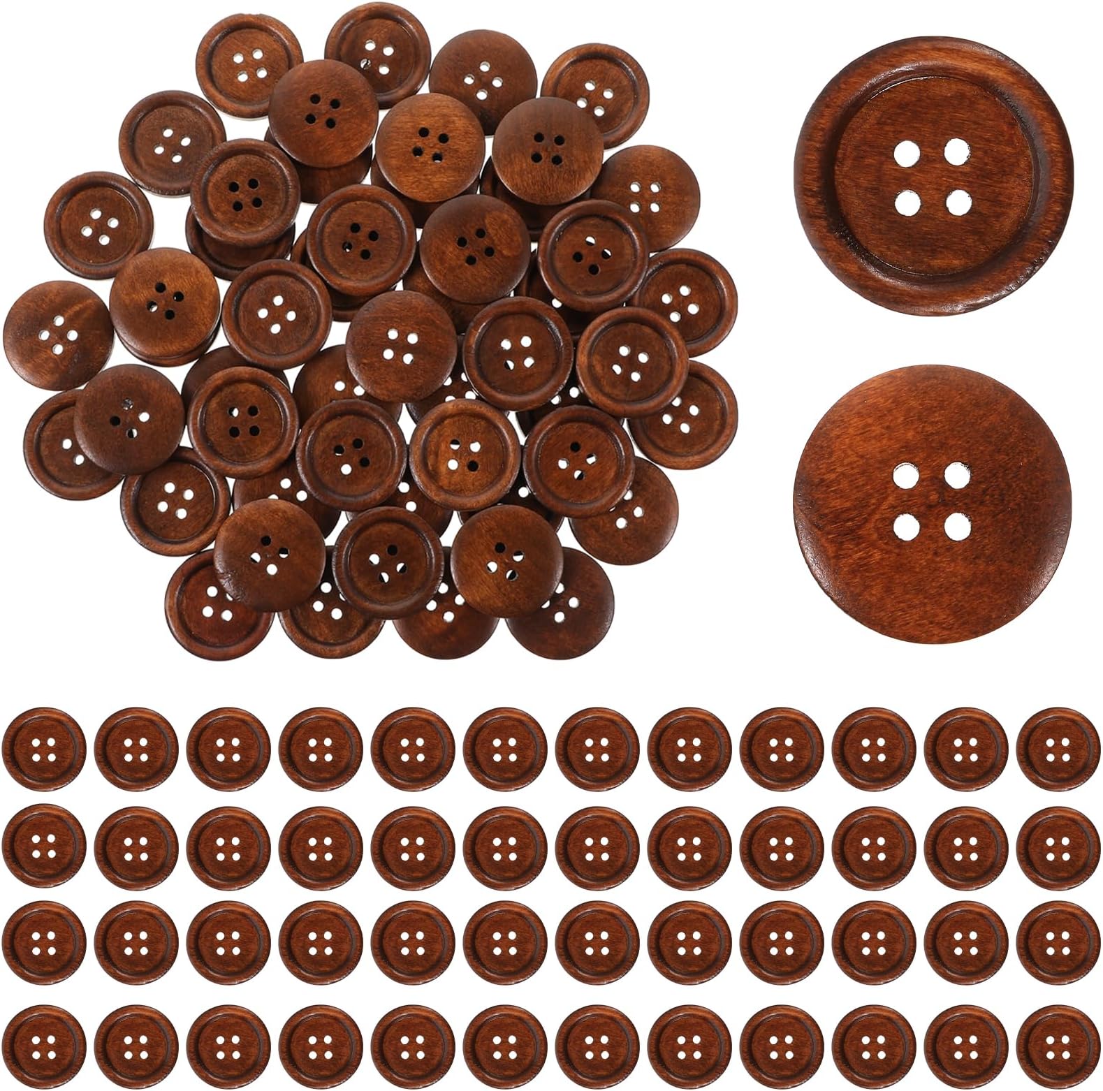 Amazon.com: MTCELL 50 Pcs Classic Wooden Buttons, 1-Inch (25mm ...