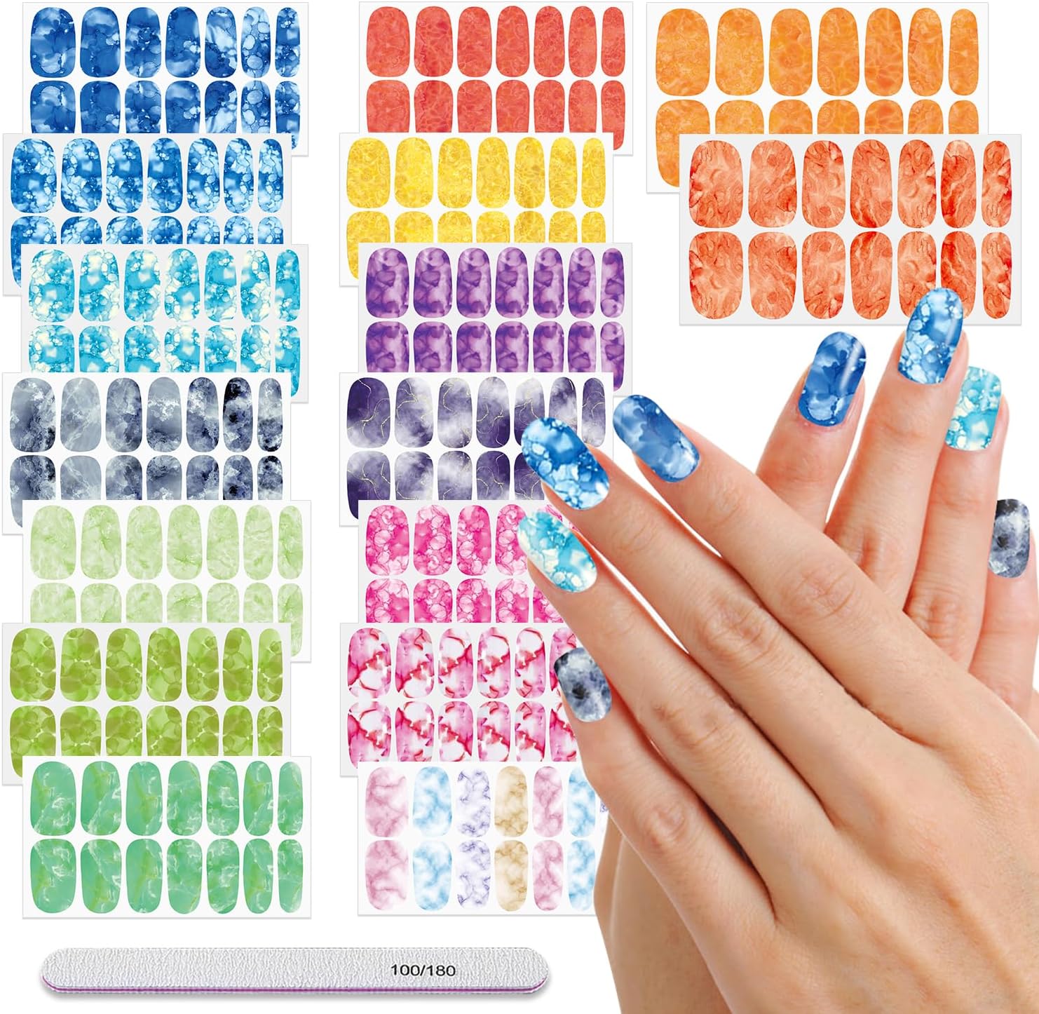 Amazon.com: DANNEASY 16 Sheets Nail Polish Strips for Women - Gel Nail ...