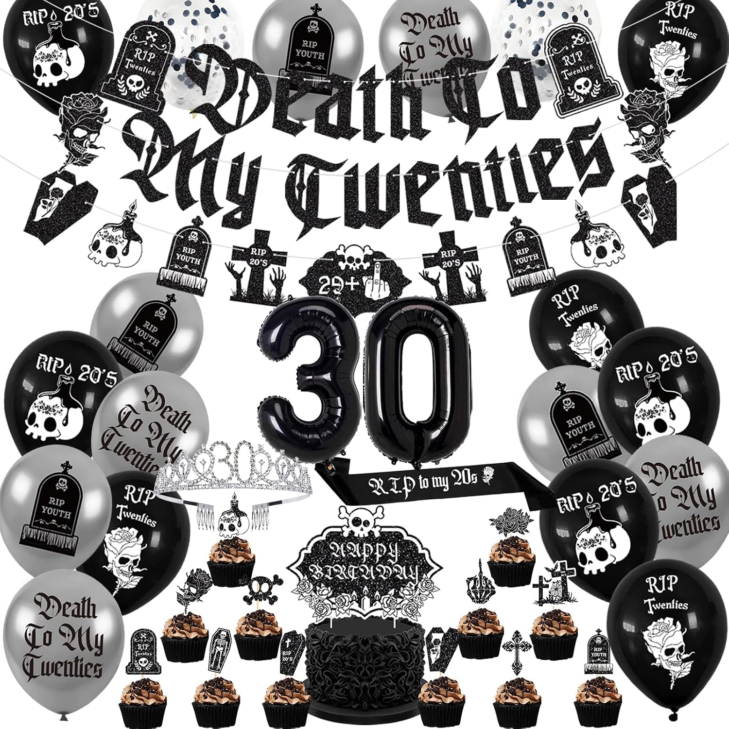 Amazon.com: ADLKGG 30th Birthday Decorations for Women or Men, Death to ...