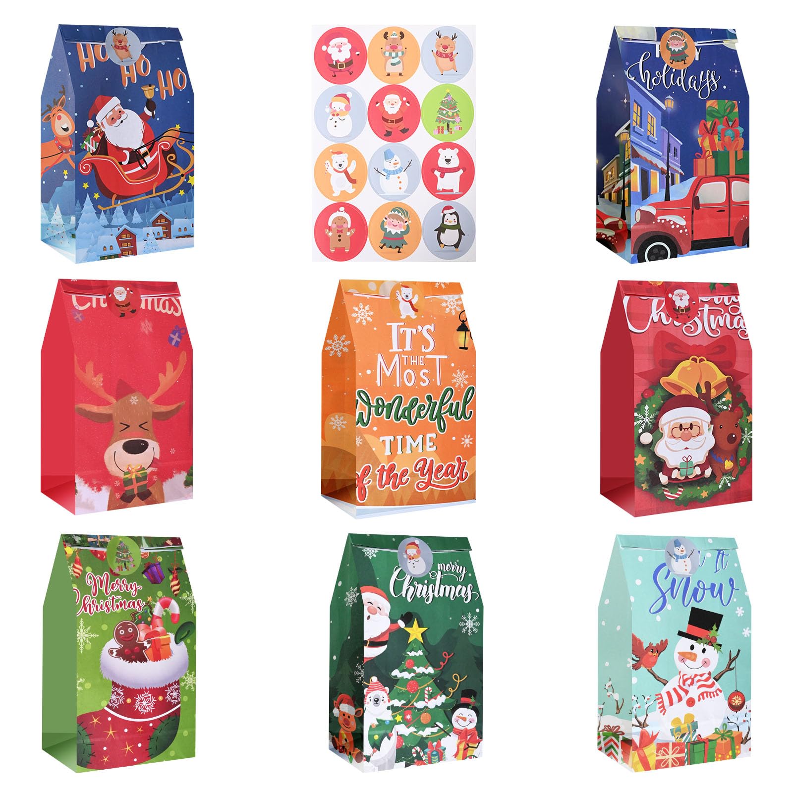 Amazon.com: Christmas Treat Bags - 24 pcs Christmas Paper Treat Bags ...