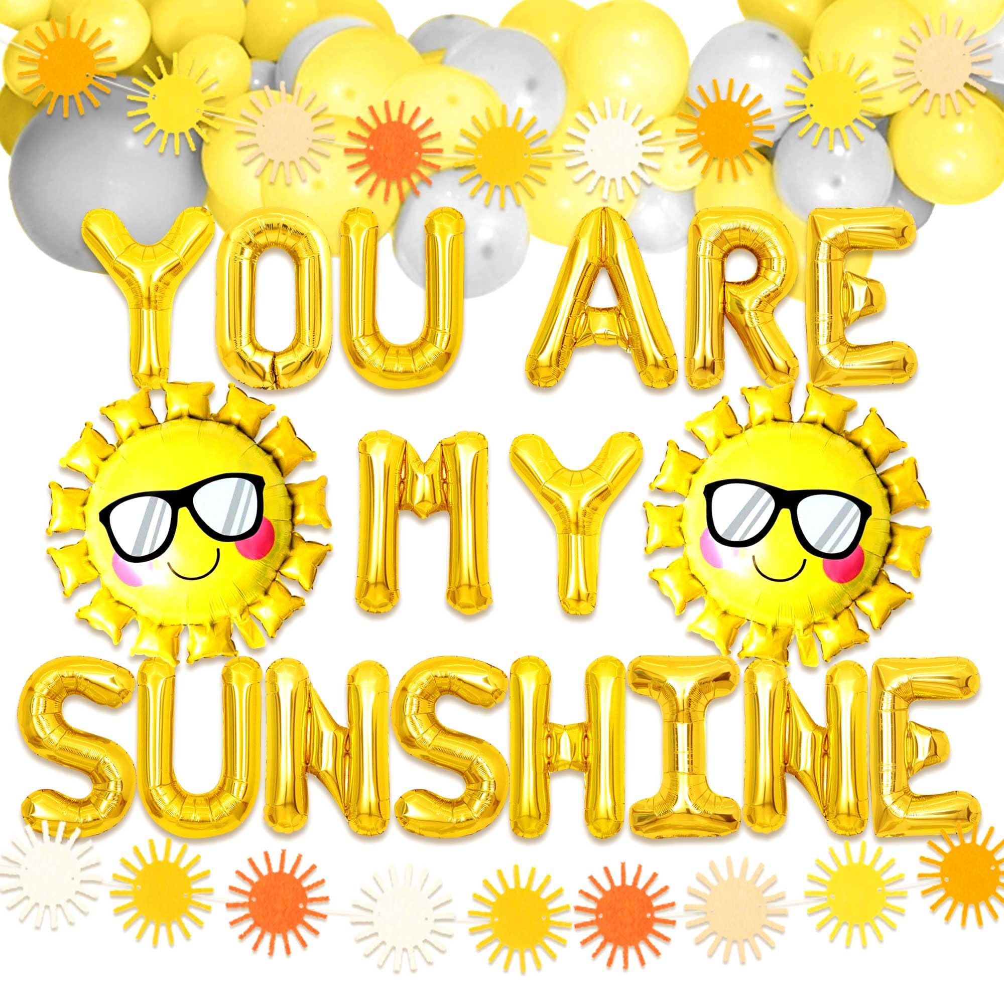 Amazon.com: JeVenis You Are My Sunshine Banner Balloons Sunshine Baby ...