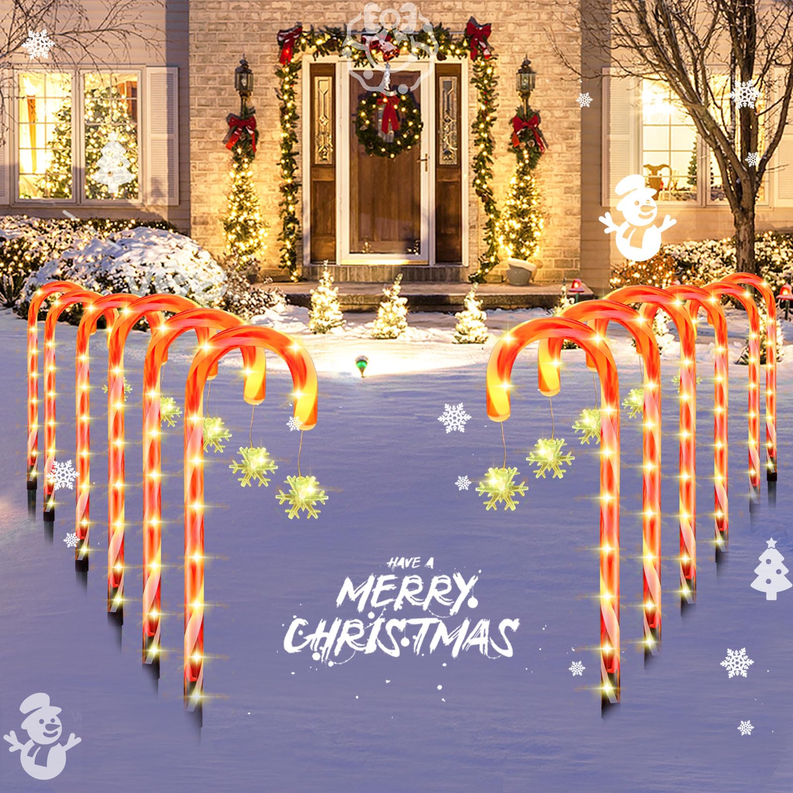 Amazon.com : Christmas Candy Cane Lights, 12pcs Christmas Candy Cane ...