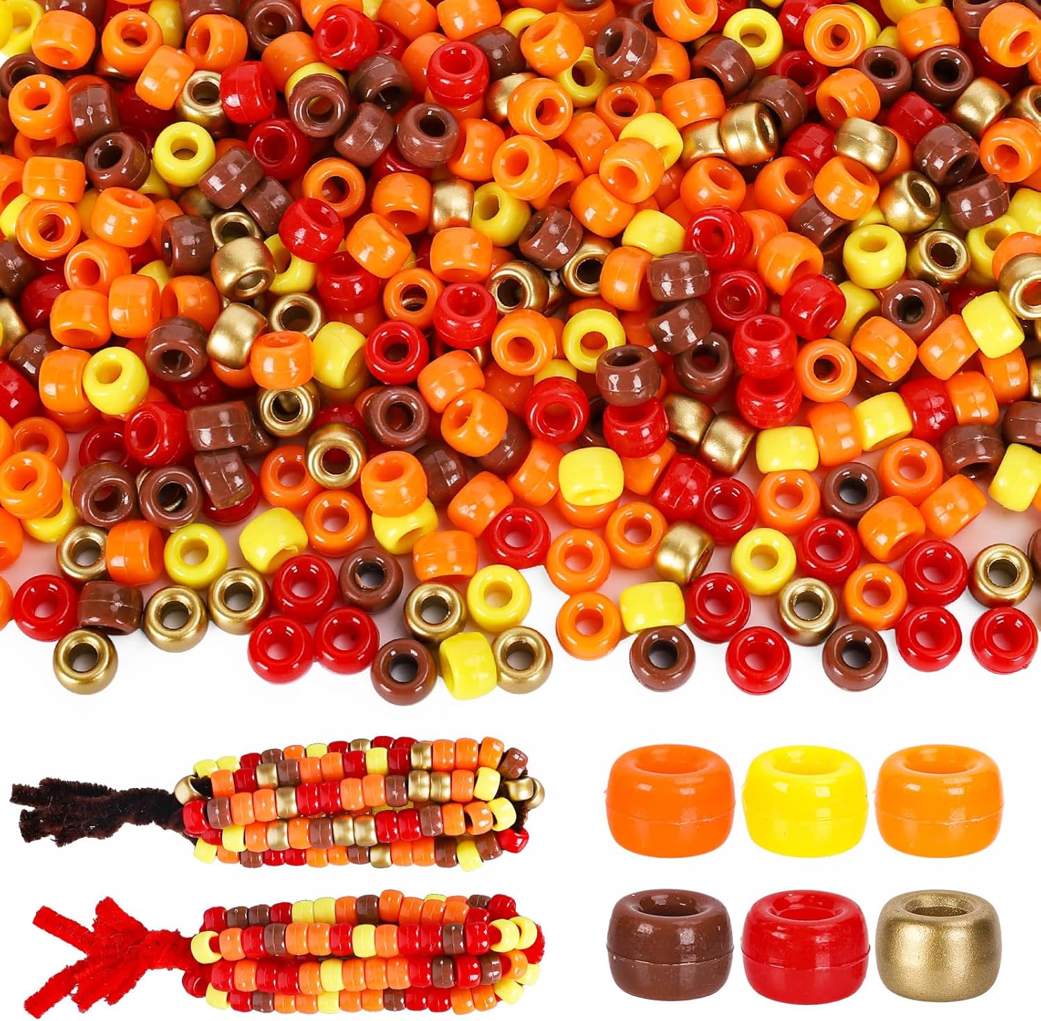 Amazon.com: JarThenaAMCS 3000Pcs Fall Pony Beads 6 Mixed Colors Plastic ...