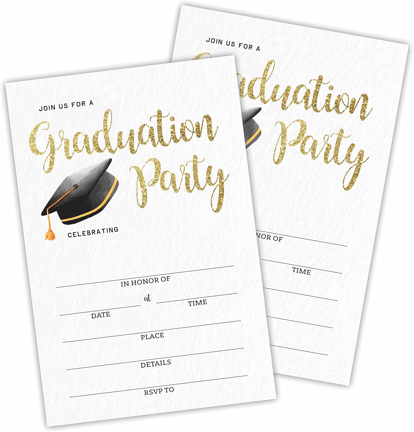 Amazon.com : NYCTUG Gold Glitter Graduation Party Invitations With ...