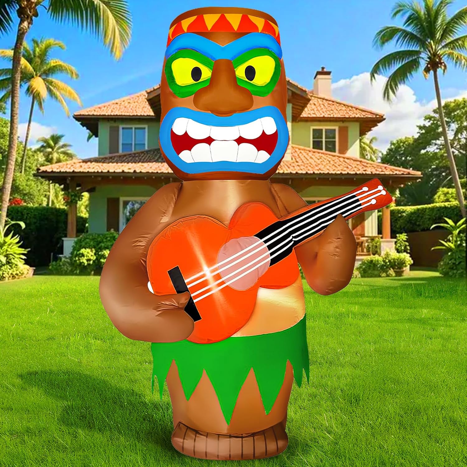 Amazon.com: TURNMEON 6 FT Inflatable Tiki Playing Guitar Outdoor Luau ...