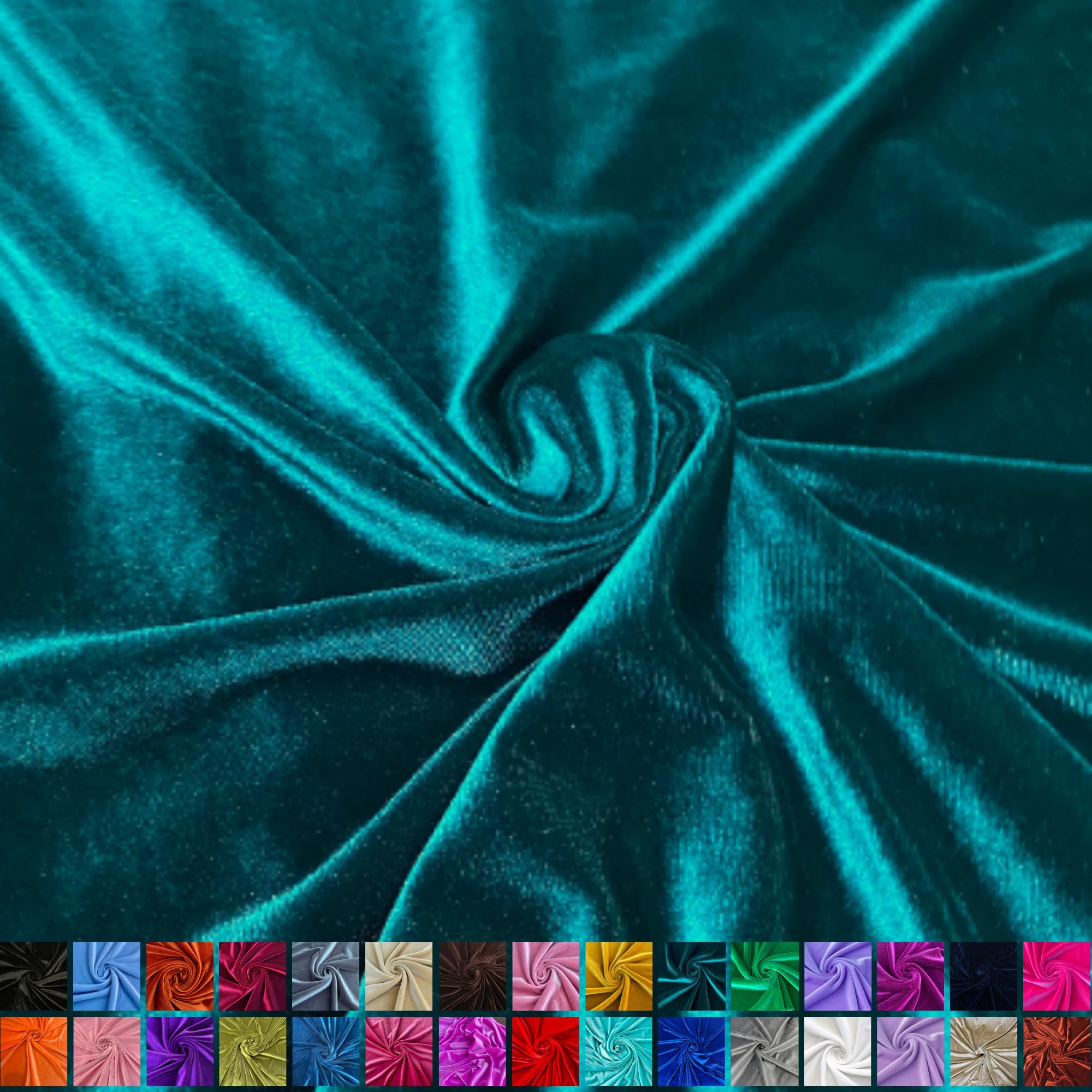 Amazon.com: Premium Stretch Teal Green Velvet Fabric by The Yard ...
