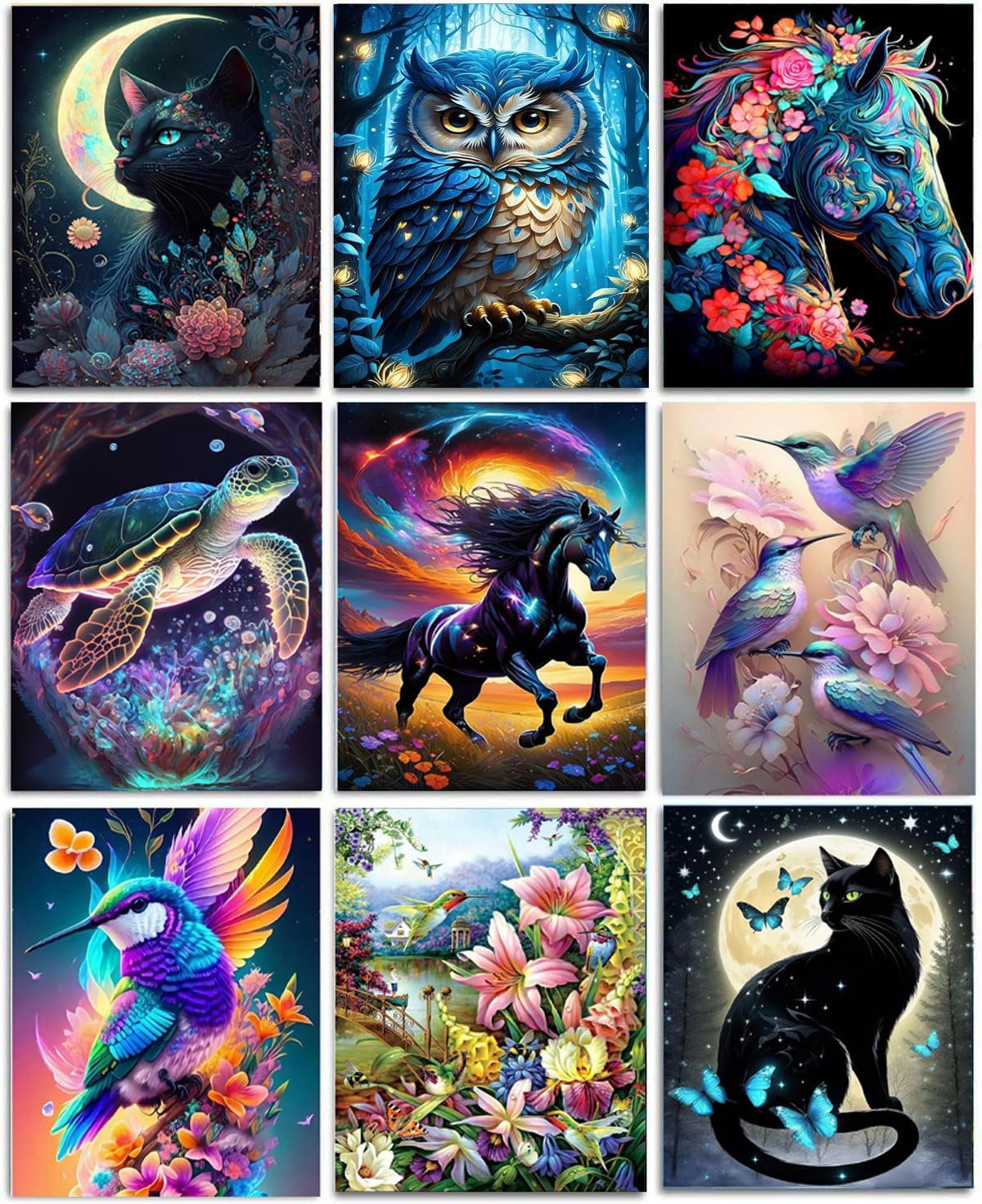 9 Pack Animals Diamond Painting Kits for Adults-5D DIY Diamond Art Kits ...